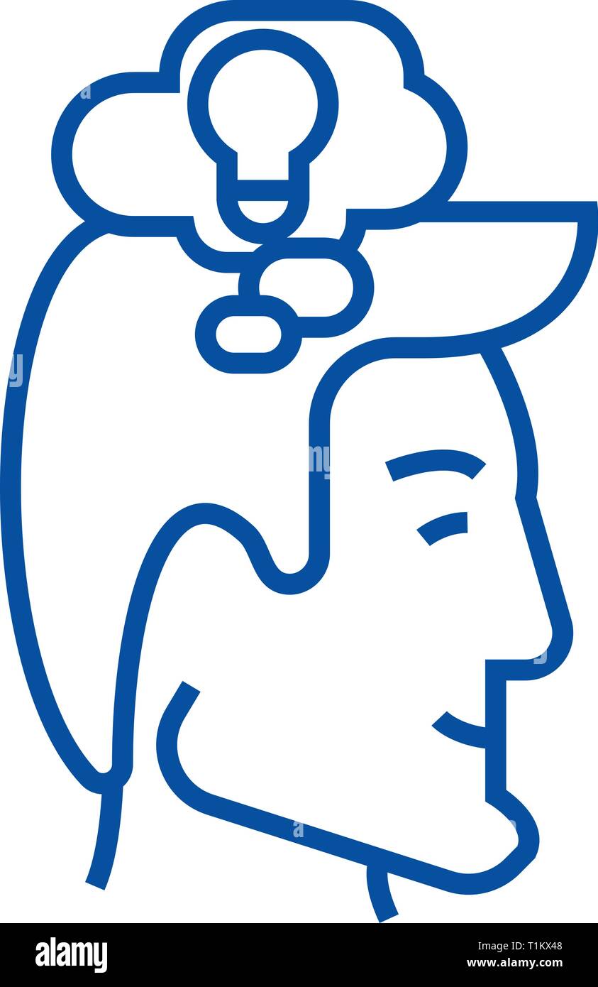 Denken Kopf Symbol Leitung Konzept. Denken Kopf, flache Vektor Symbol ...