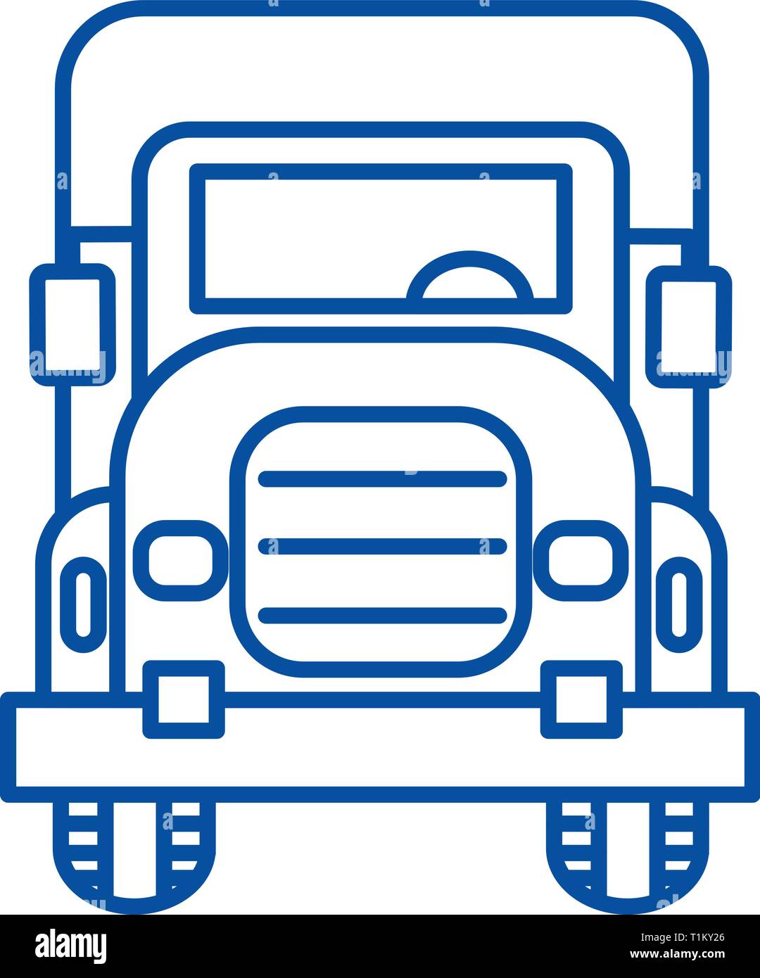 Lkw Frontansicht Symbol Leitung Konzept. Lkw Frontansicht flachbild ...