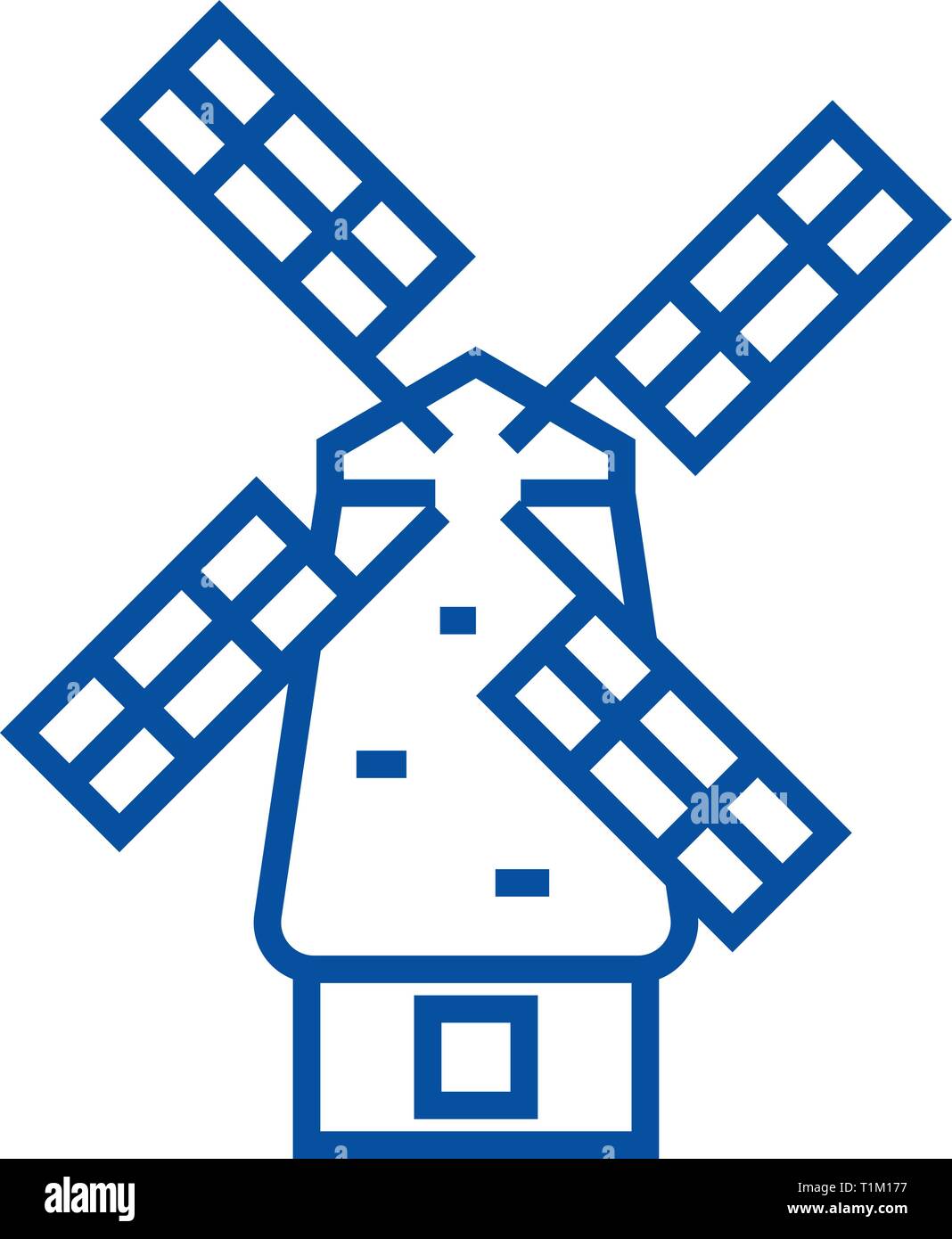 Mühle Symbol Leitung Konzept. Mühle flachbild Vektor Symbol, Zeichen ...