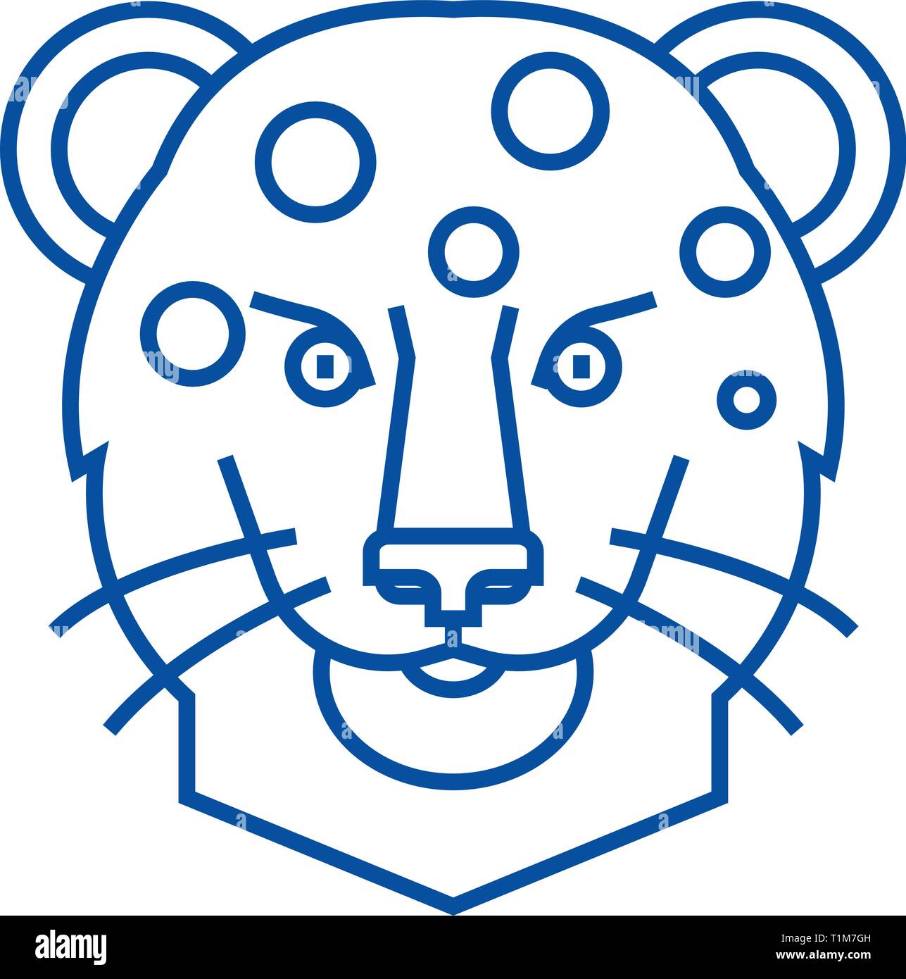 Leopard Kopf Symbol Leitung Konzept. Leopard Kopf, flache Vektor Symbol ...