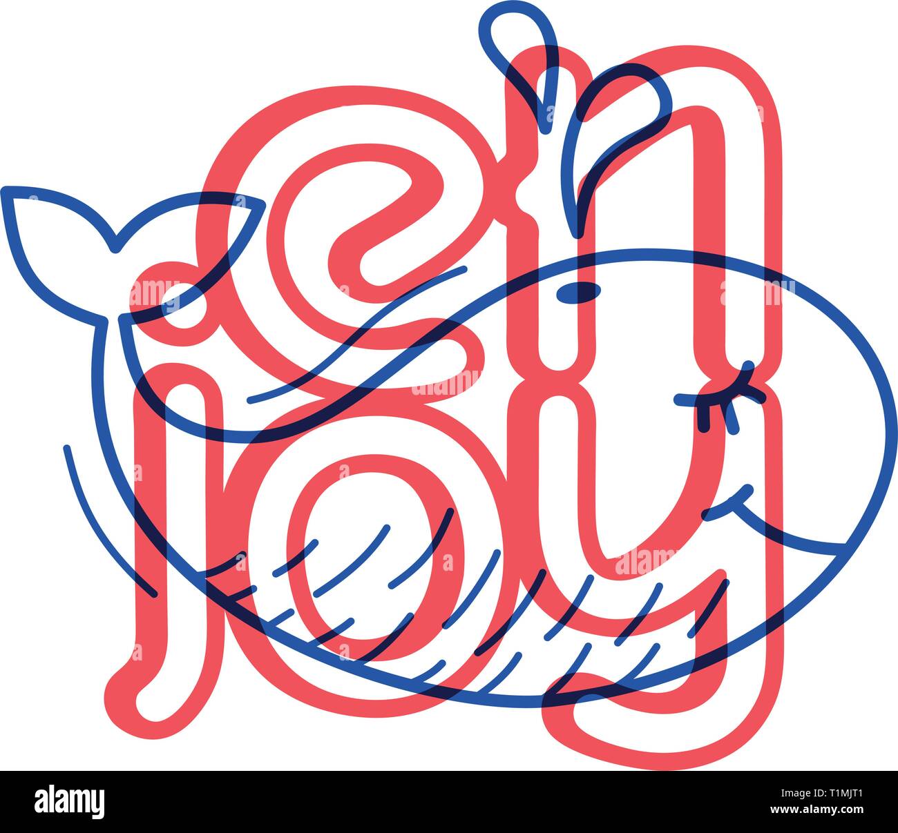 Bunte doodle Wal in trendigen Stil. Kleine Tier Skizze Symbol Stock ...