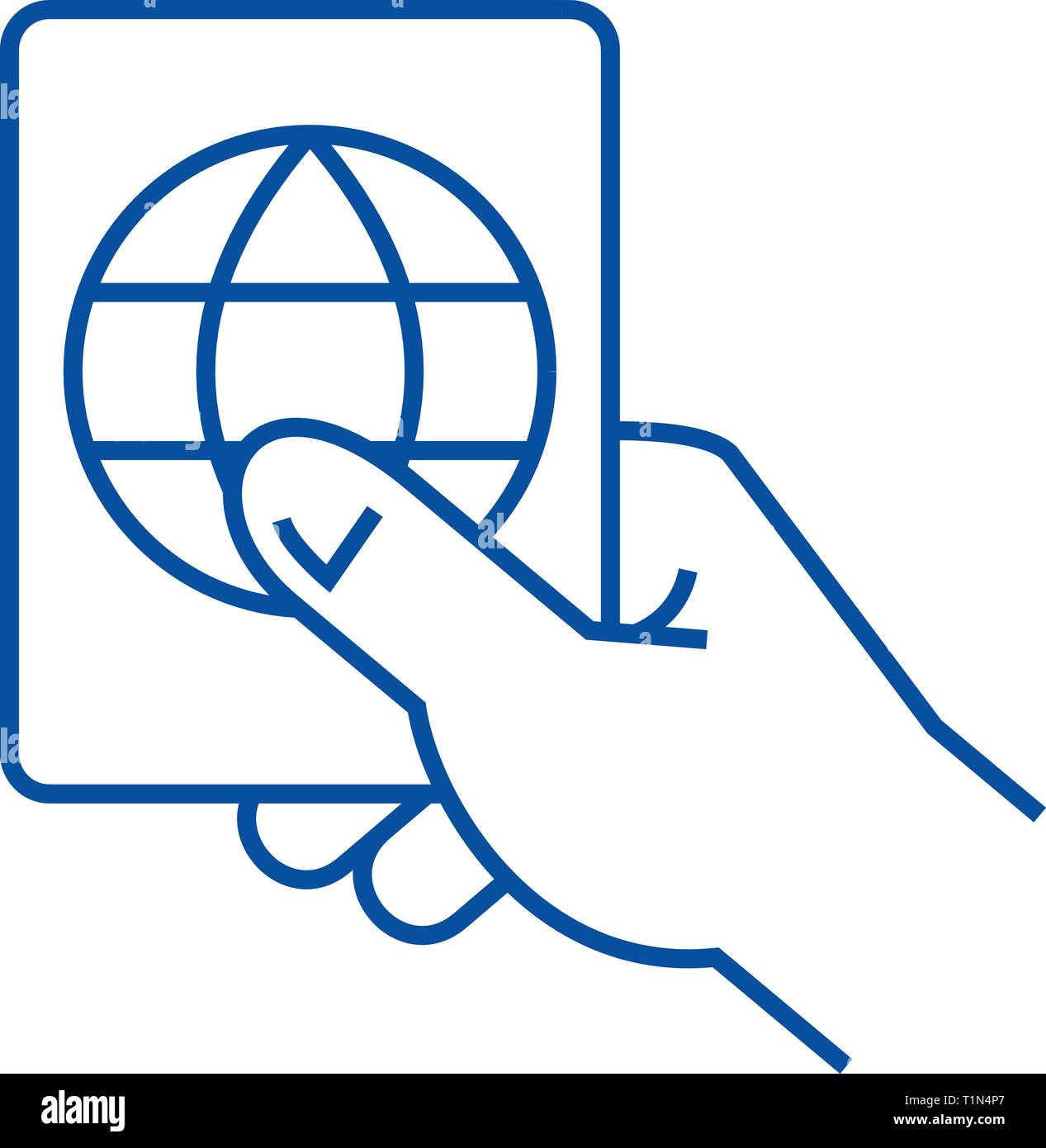 Hand, die Pass Line Symbol Konzept. Hand Reisepass flachbild Vektor ...