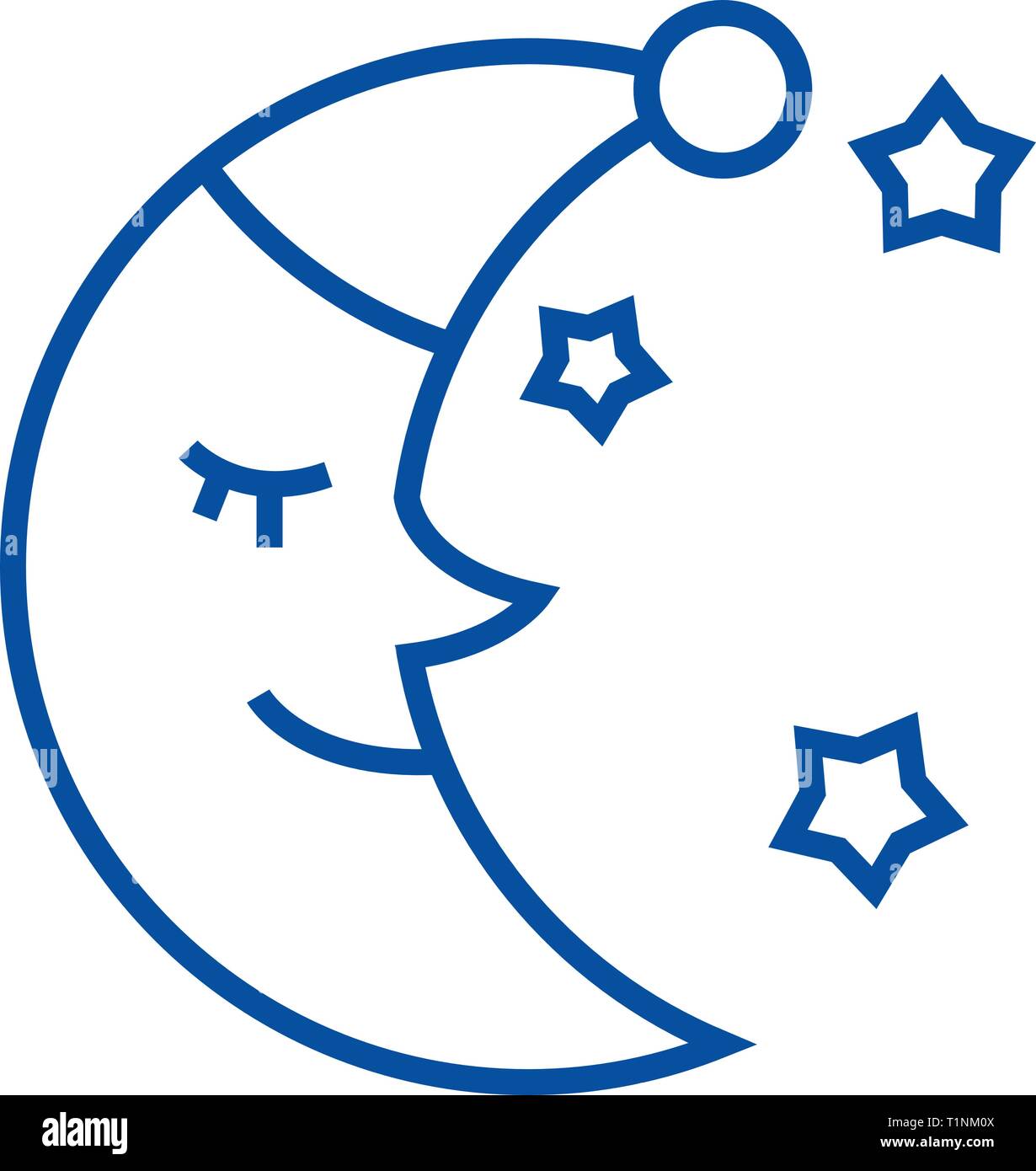 Mondgesicht Sleep Time Line Symbol Konzept Mondgesicht Schlafen Zeit mondgesicht-sleep-time-line-symbol-konzept-mondgesicht-schlafen-zeit