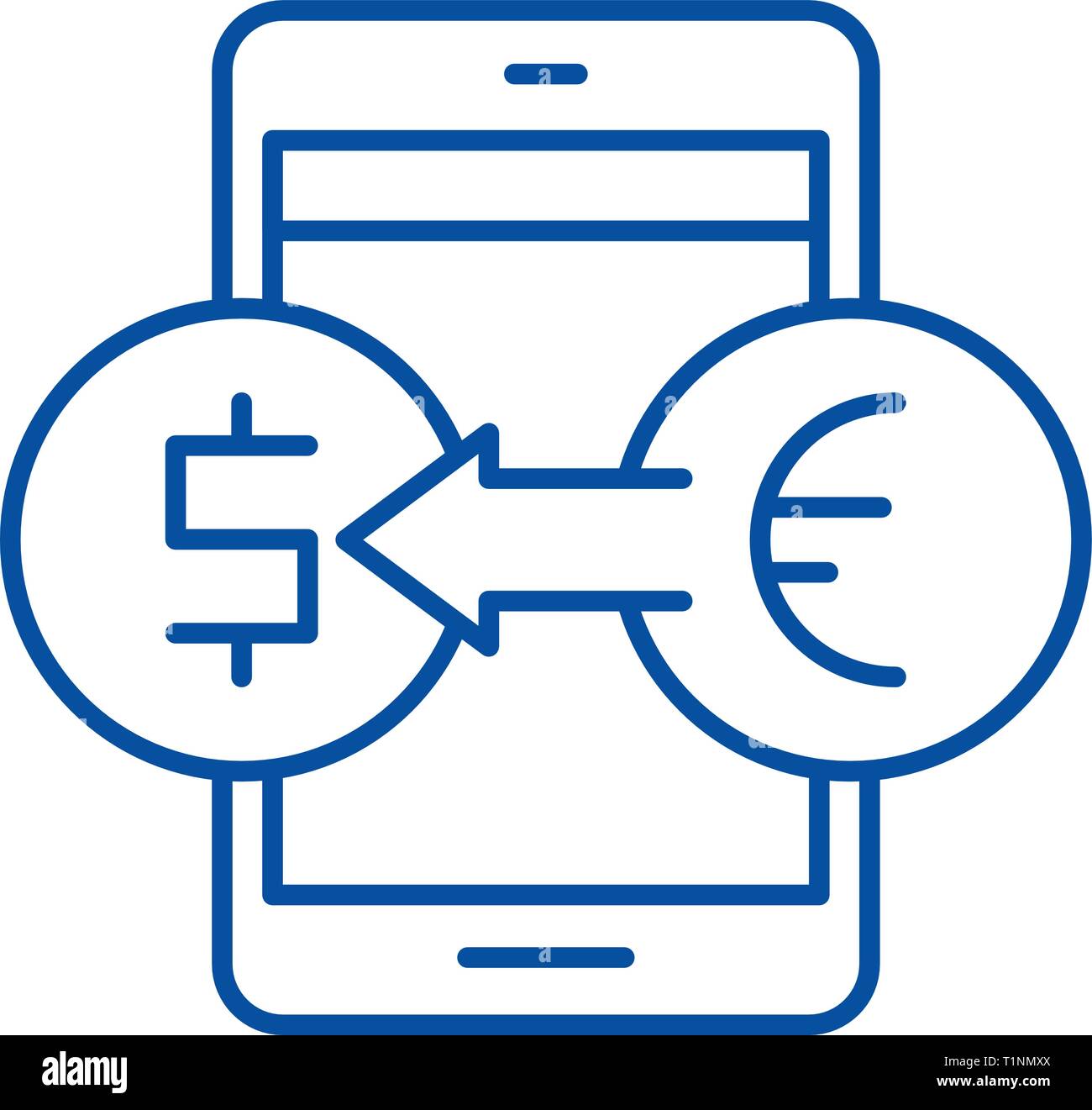 Online Währungsumtausch Symbol Leitung Konzept. Online Währungsumtausch ...