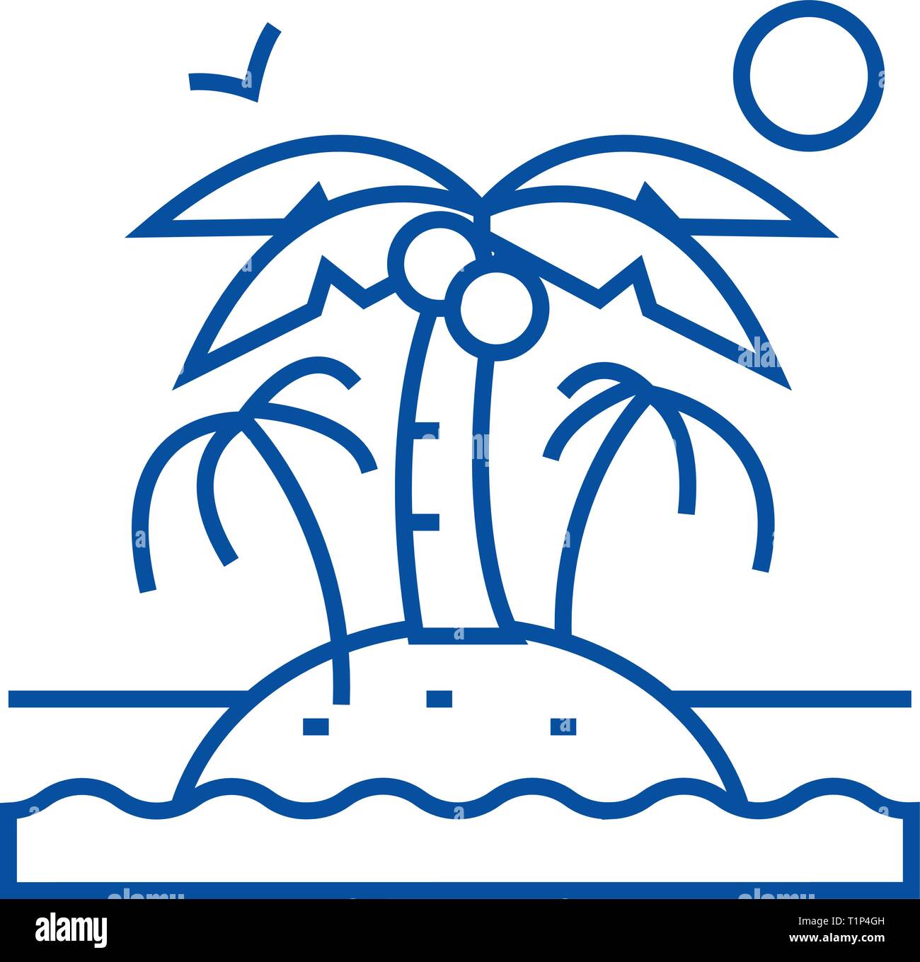 Insel mit Palmen Symbol Leitung Konzept. Insel mit Palmen flachbild ...