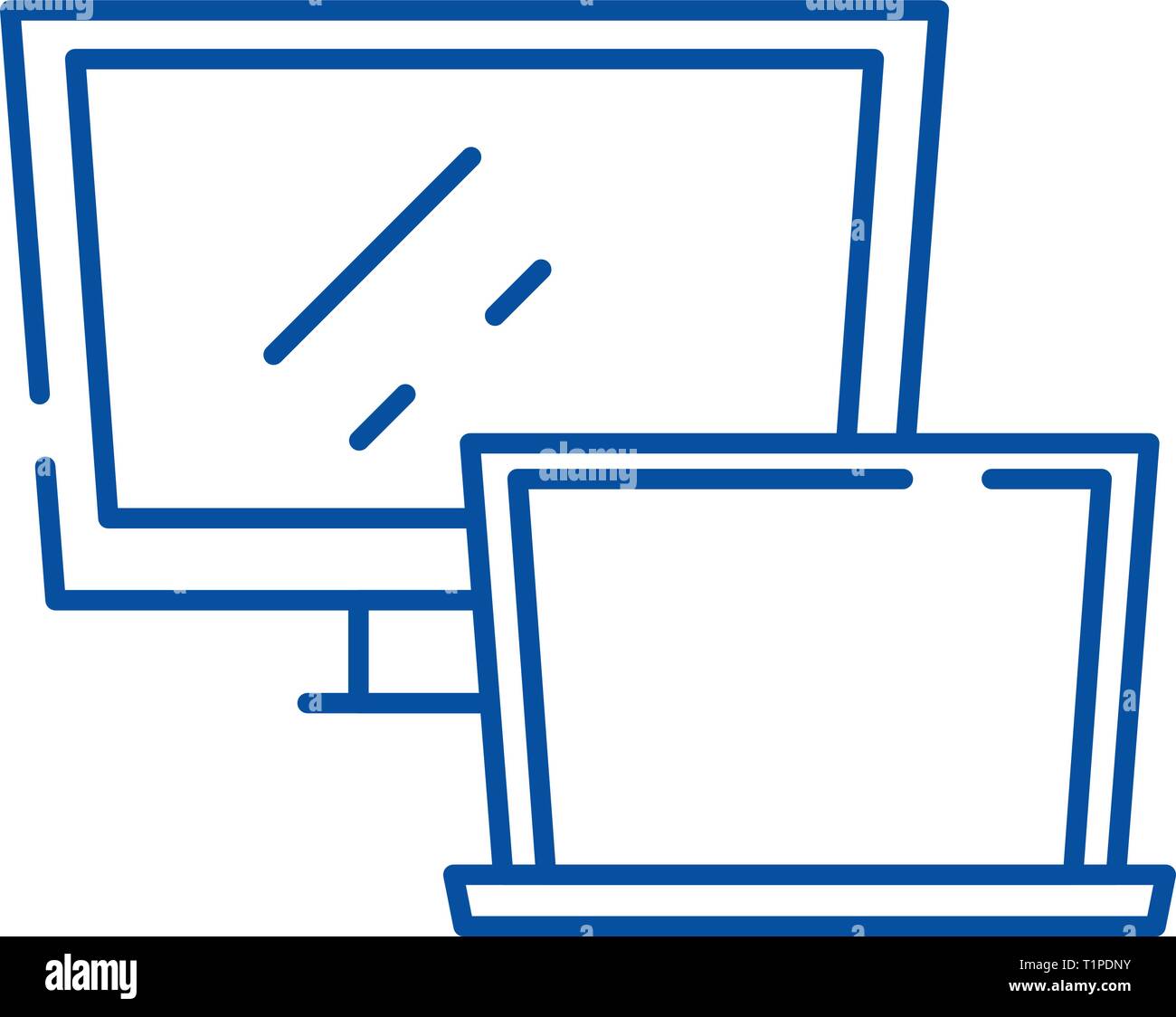 Computer Monitor Symbol Leitung Konzept. Computer Monitor flachbild Vektor Symbol, Zeichen ...