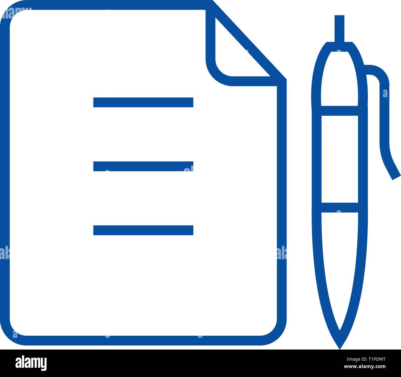 Vertrag, einem Dokument mit Stift Symbol Leitung Konzept. Vertrag ...