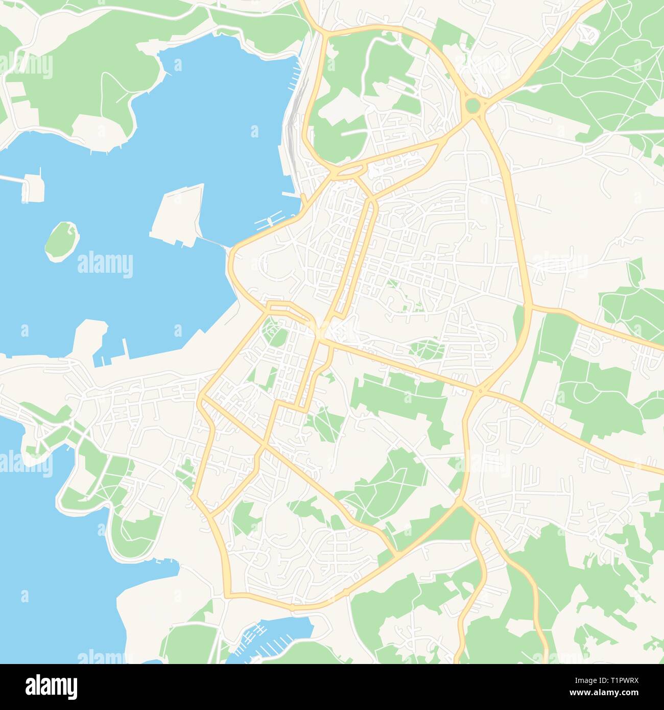 Landkarte von Pula/Pola, Kroatien mit Haupt- und Nebenstraßen und ...