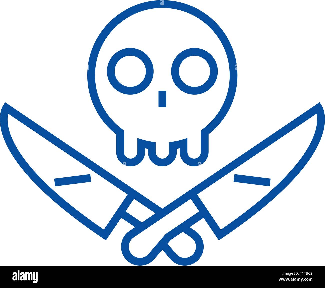 Rache, Schädel mit Messern Symbol Leitung Konzept. Rache, Schädel mit ...