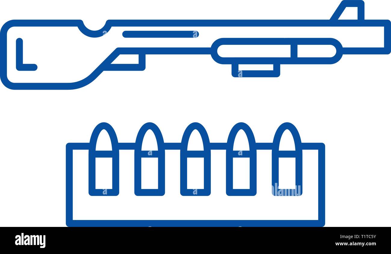 Waffe und Munition Symbol Leitung Konzept. Waffe und Munition flachbild ...