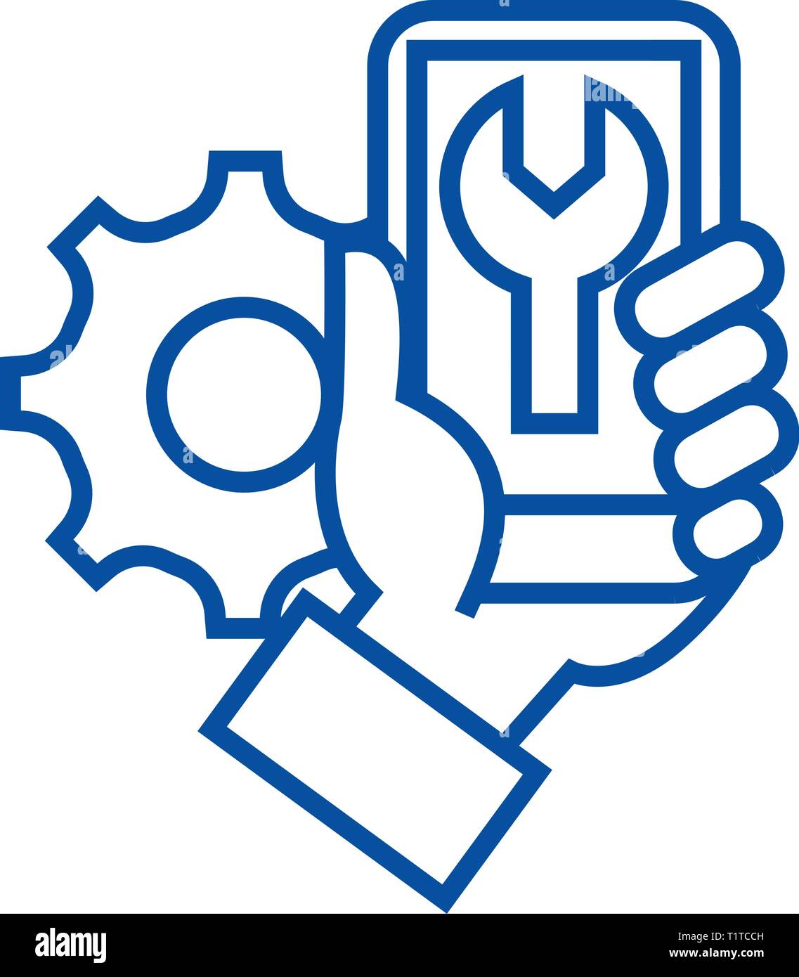 Reparatur des smartphones Symbol Leitung Konzept. Reparatur des ...