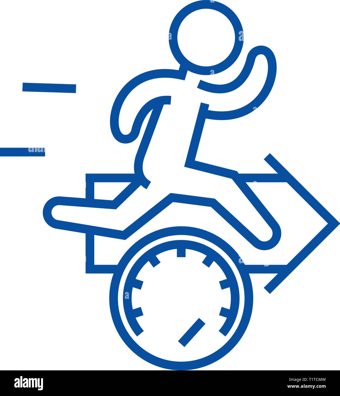 Geschwindigkeit, effiecency, laufender Mann und Pfeil symbol Leitung ...