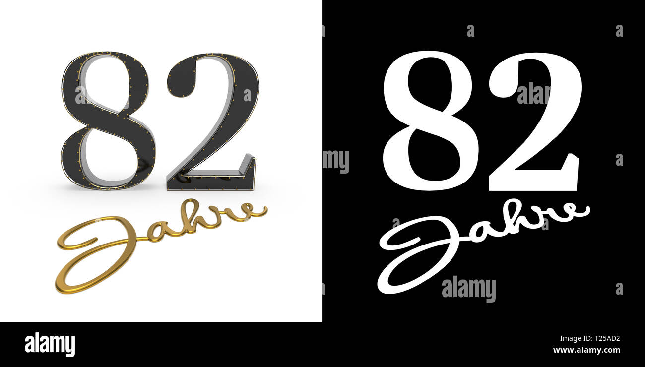 Deutsche Goldene Zahl 82 Jahre (82 Jahre) und die Inschrift Jahre mit ...