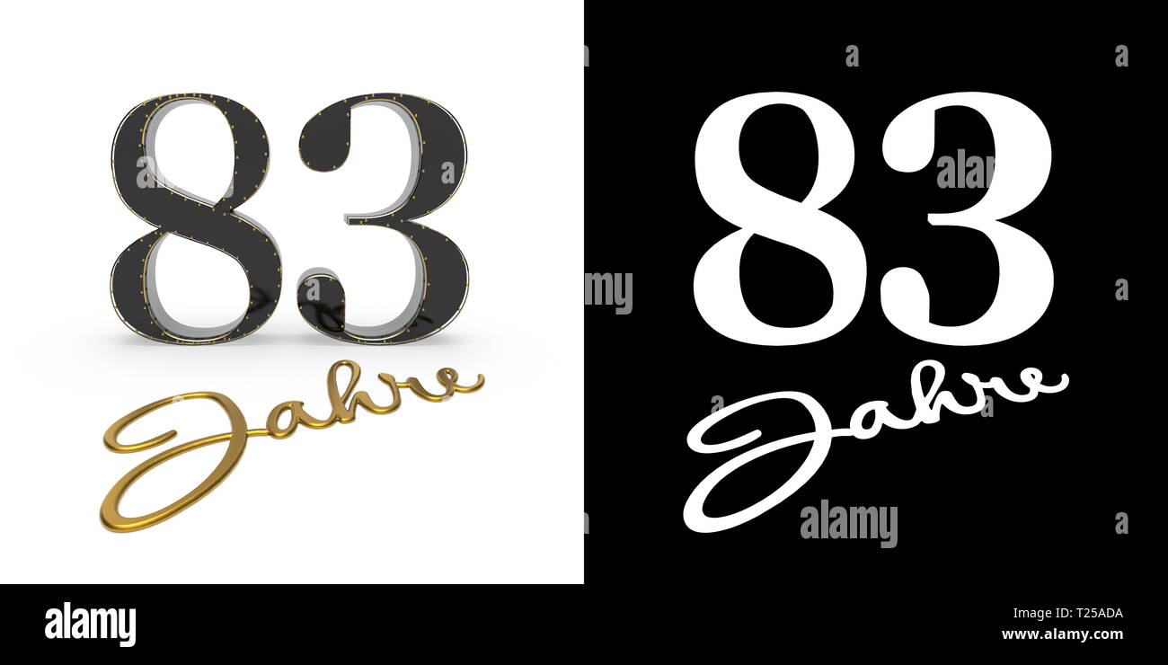 Deutsche Goldene Zahl 83 Jahre (83 Jahre) und die Inschrift Jahre mit ...