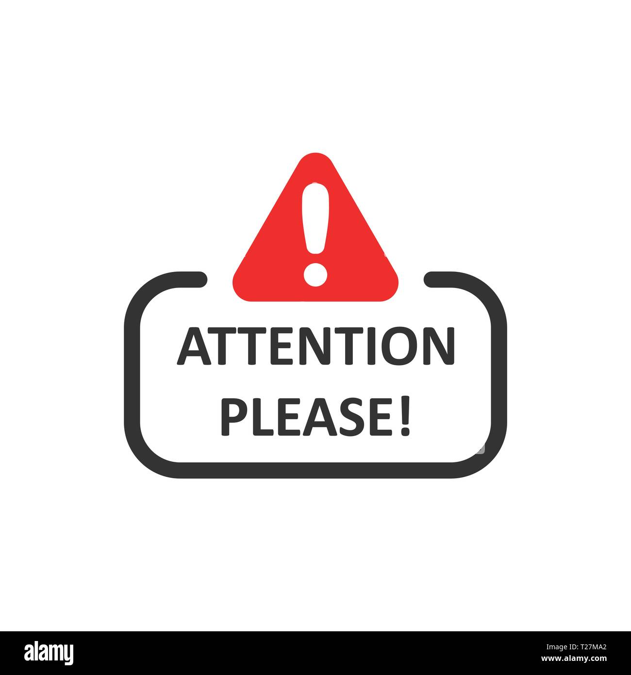 Achtung Bitte melden Symbol im flachen Stil. Information Warnung Vector ...