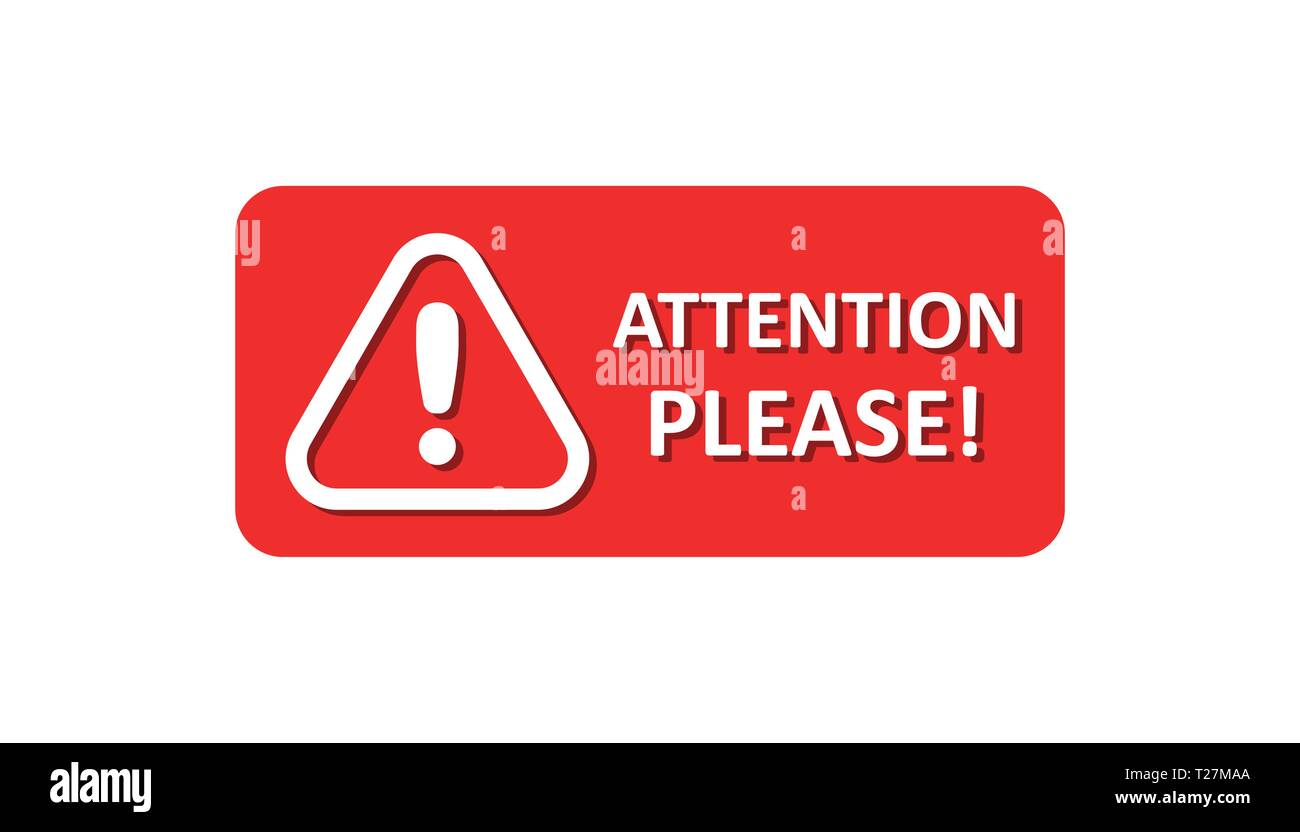 Achtung Bitte melden Symbol im flachen Stil. Information Warnung Vector ...