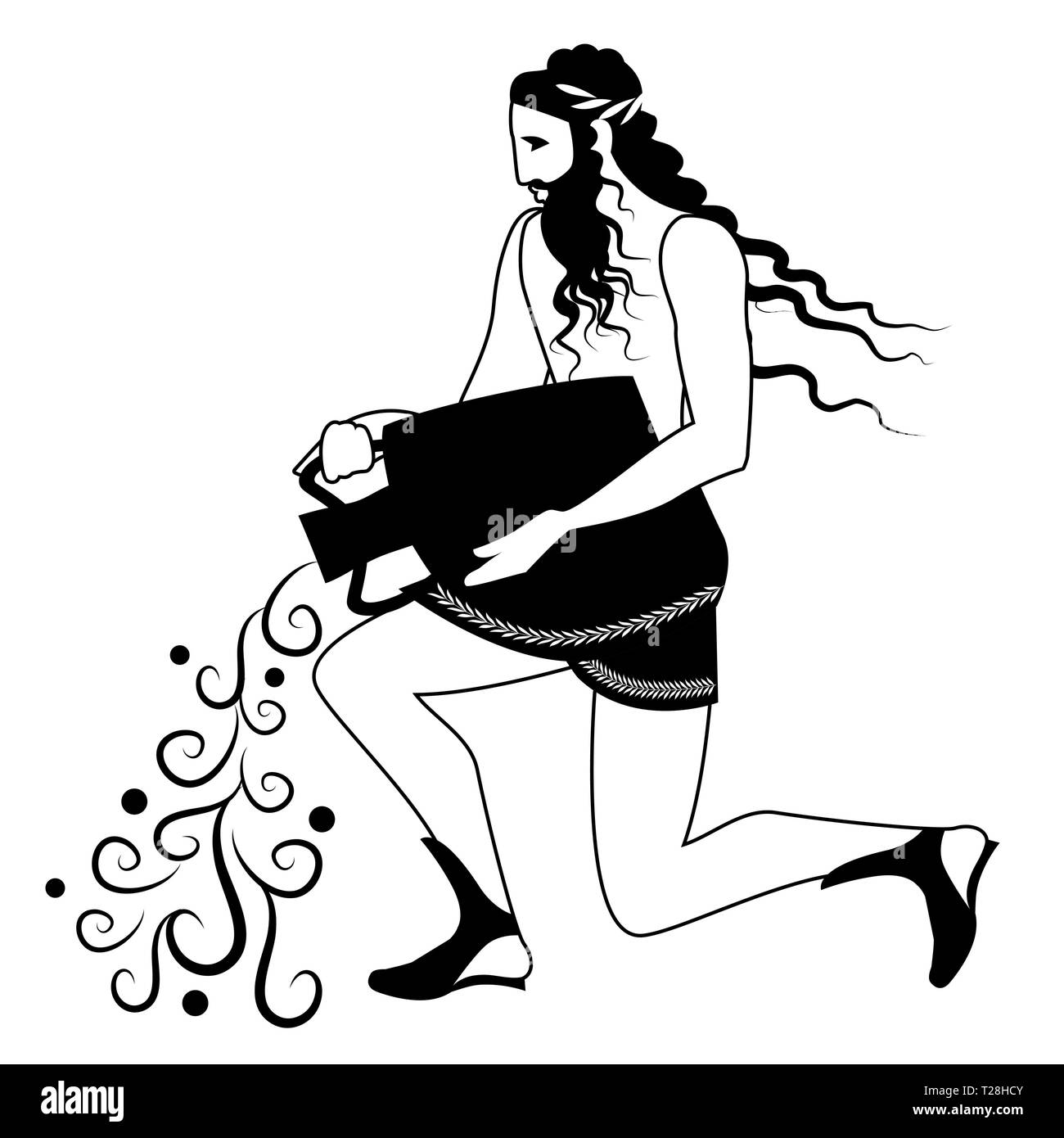 Sternzeichen im Stil der griechischen Antike. Wassermann. Mann mit Bart ...