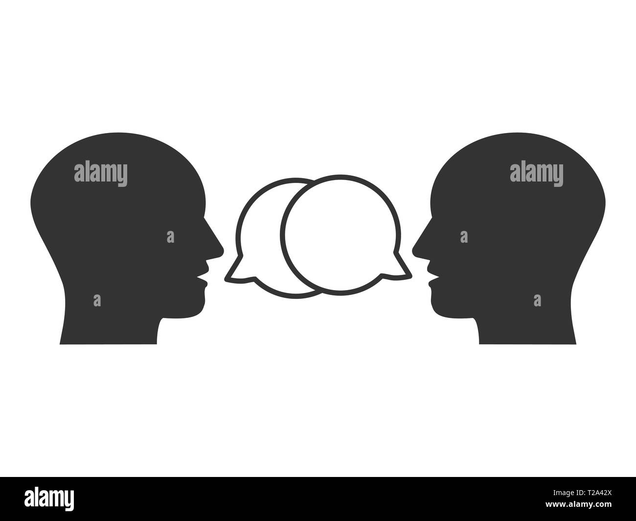 Vector Illustration, flache Bauform. Kopf sprechen sprechen Symbol ...