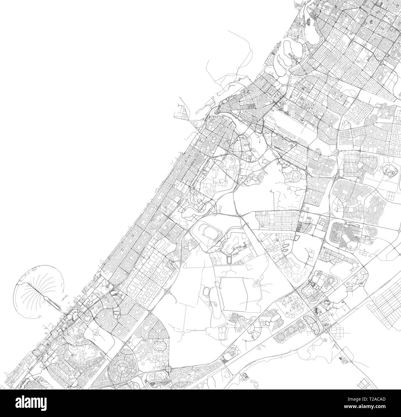 Satelliten Karte von Dubai, Vereinigte Arabische Emirate, Straßen der ...