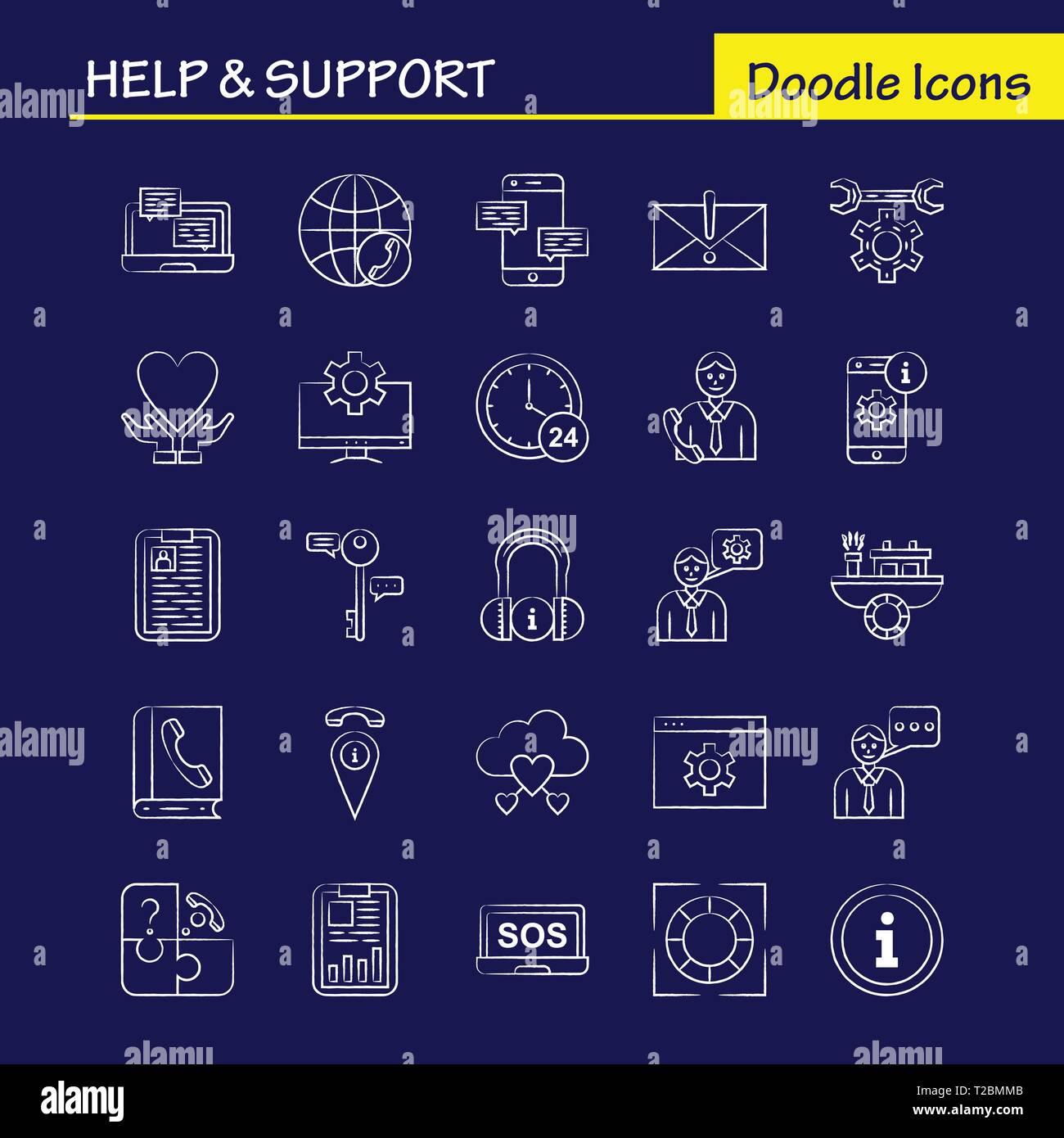 Hilfe und Support Hand gezeichnet Symbol für Web, Print und Mobile UX/UI-Kit. Wie zum Beispiel ...