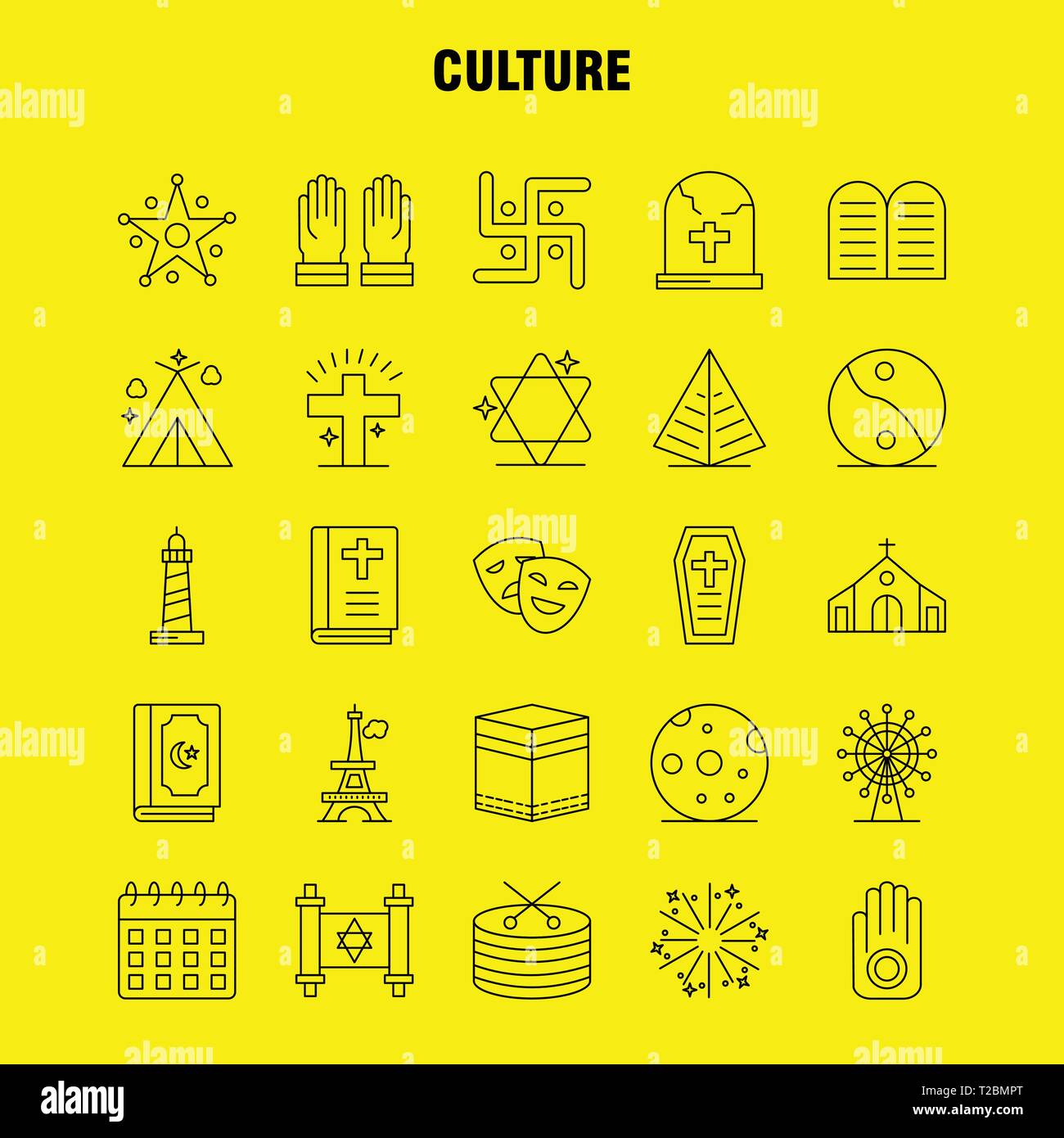 Kultur Zeile für Symbole für Infografiken, Mobile UX/UI-Kit und Print ...