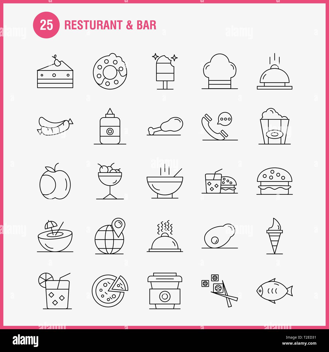 Restaurant und Bar Linie Symbol für Web, Print und Mobile UX/UI-Kit ...