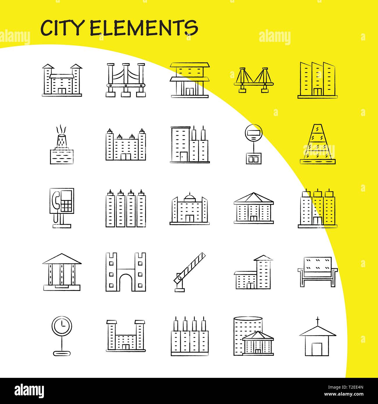 Stadt Elemente Hand gezeichneten Symbole für Infografiken, Mobile UX/UI ...