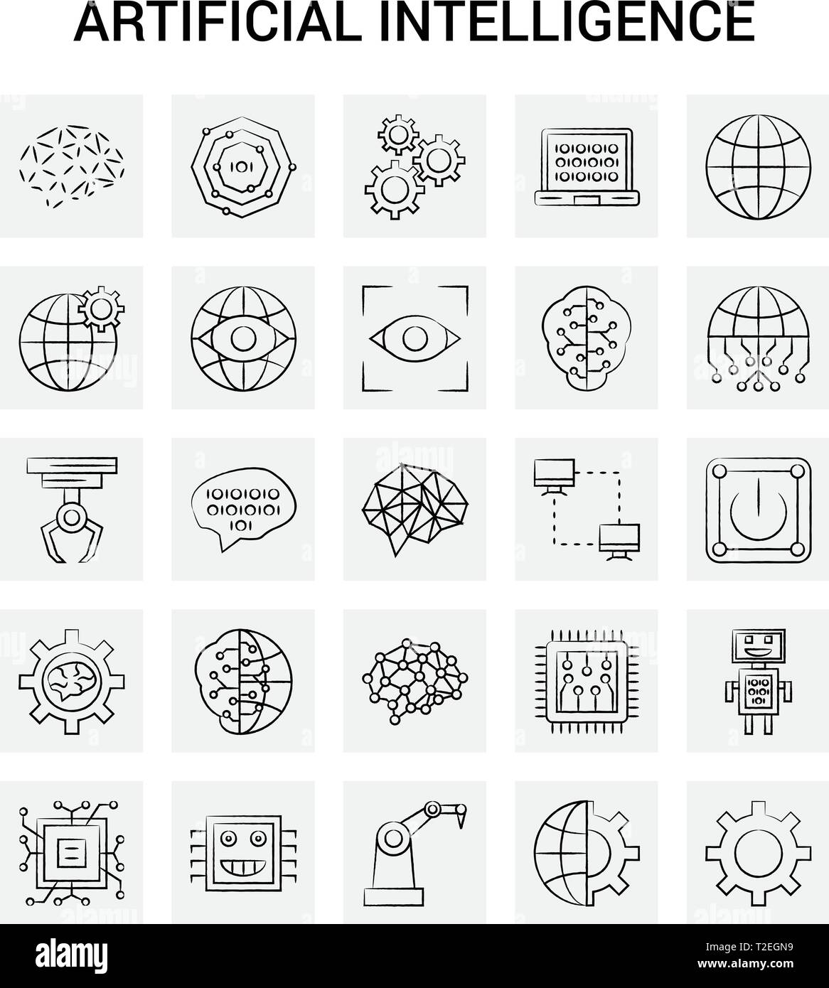 25 Hand gezeichnet Künstliche Intelligenz Icon Set. Grauer Hintergrund ... 25 Hand gezeichnet Künstliche Intelligenz Icon Set. Grauer Hintergrund ...