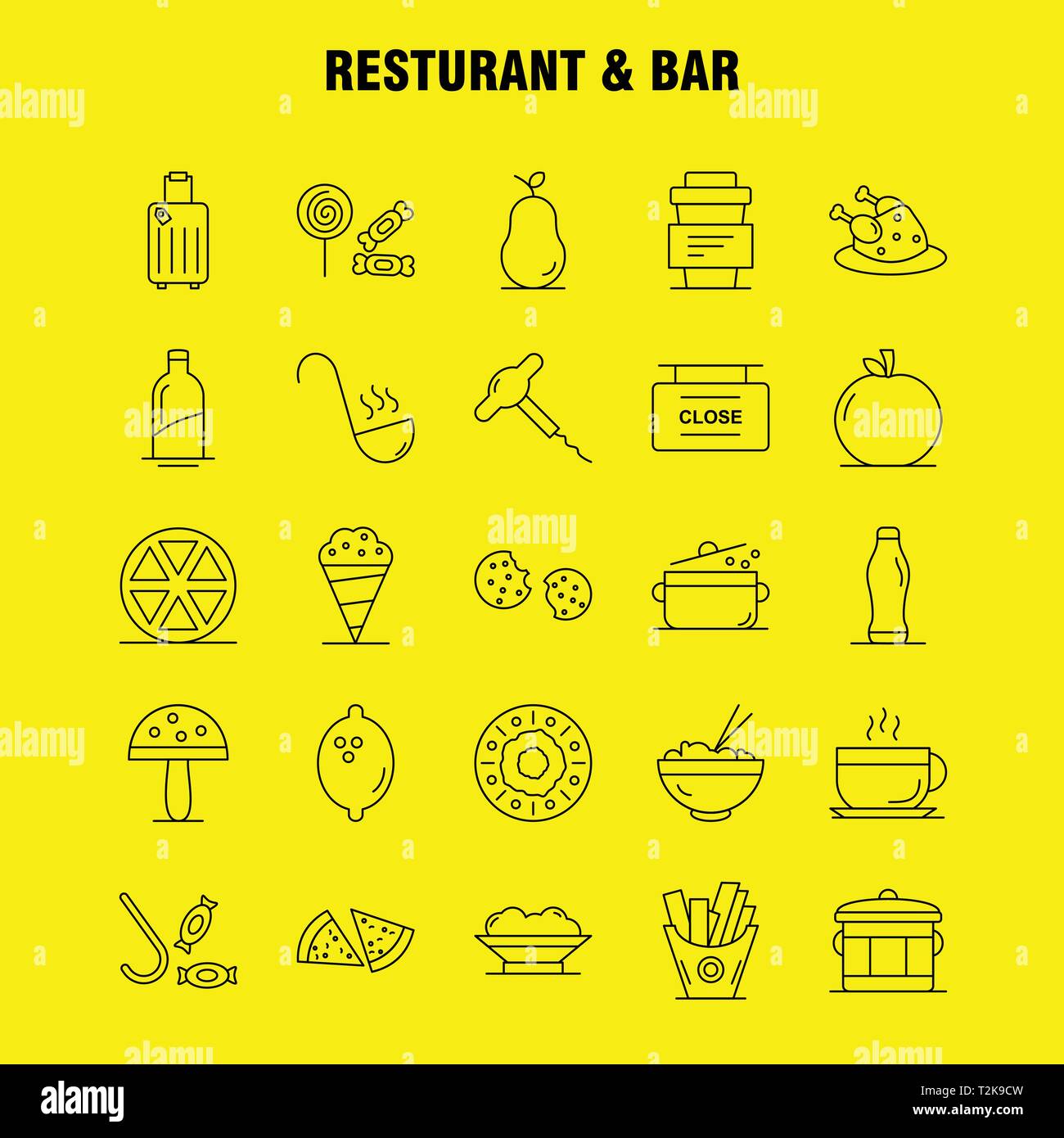 Restaurant und Bar Linie Symbol für Web, Print und Mobile UX/UI-Kit ...