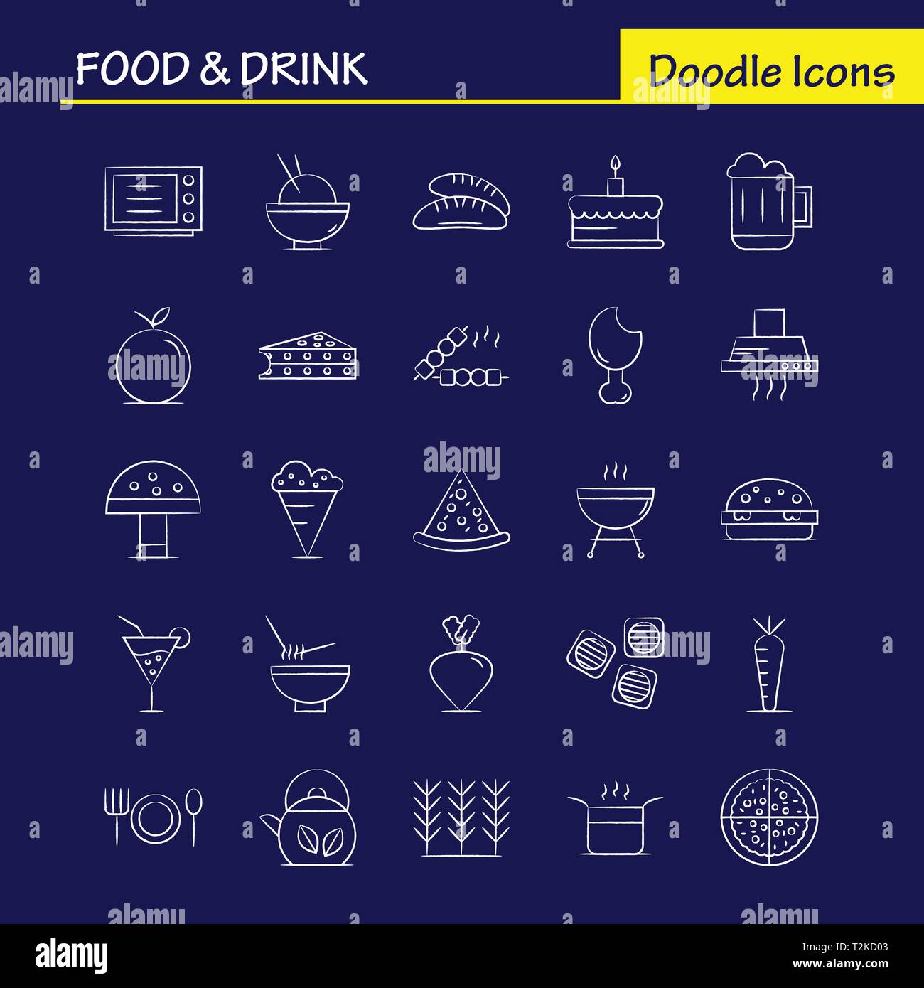 Essen und Trinken Hand gezeichneten Symbole für Infografiken, Mobile UX ...