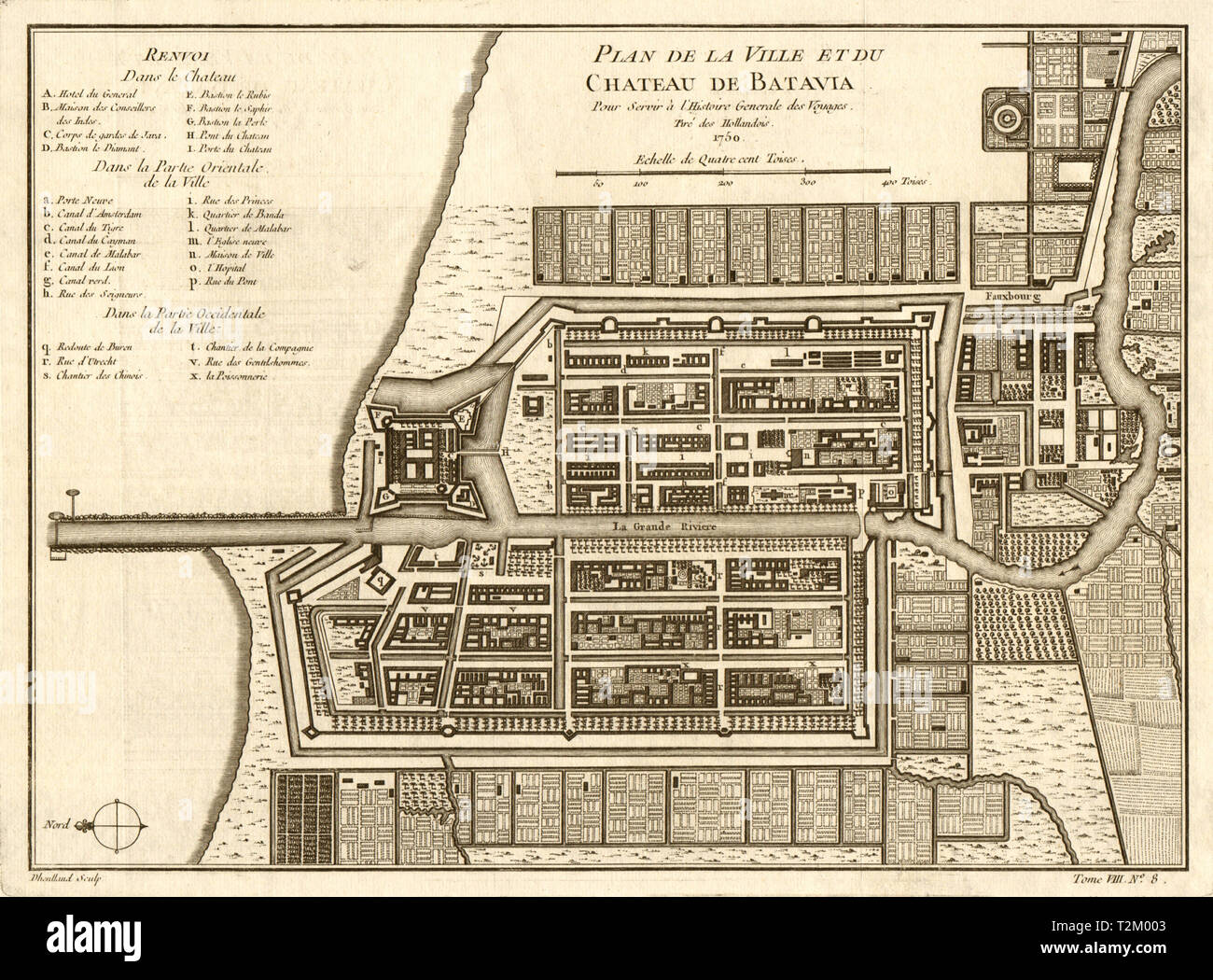 "Plan de la Ville et du Chateau de Batavia', jetzt Jakarta. BELLIN 1750 ...