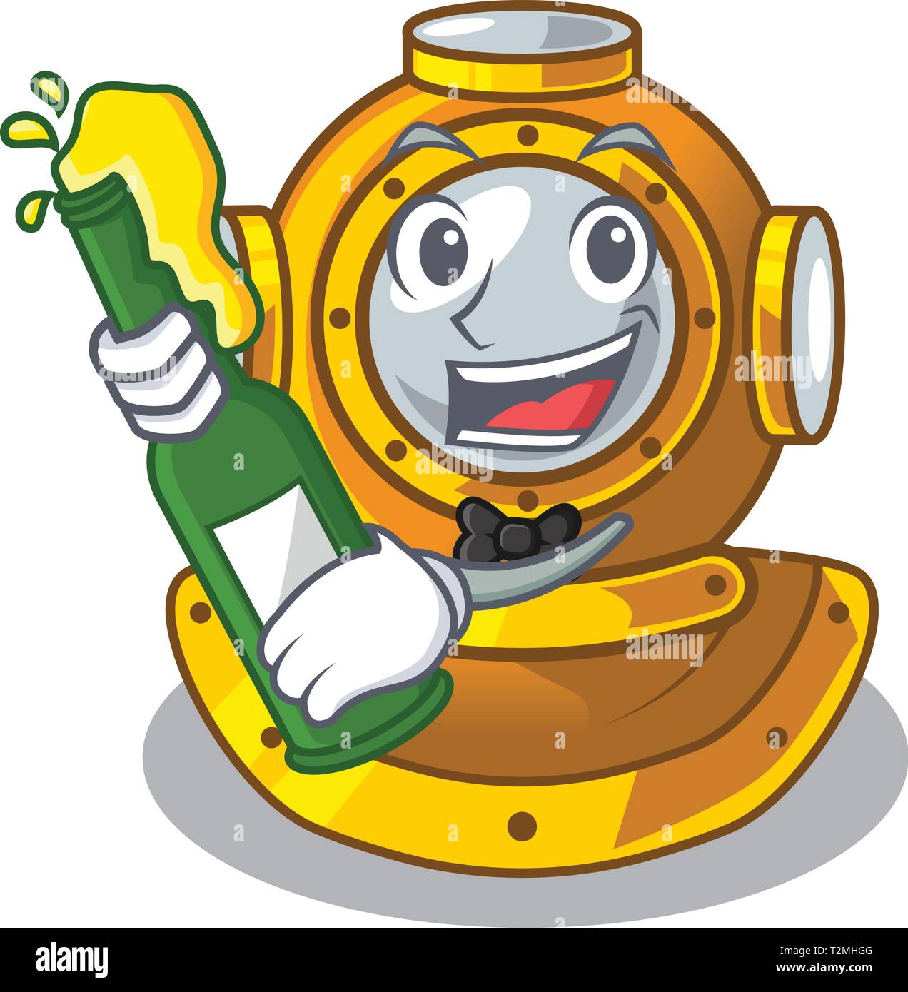 Mit Bier tauchen Helm auf eine Karikatur Tabelle Vector Illustration ...