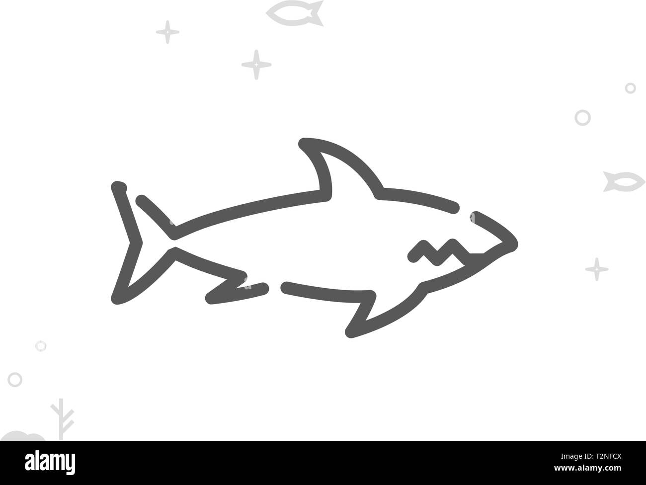 Shark Vektor Symbol Leitung. Leben im Meer, Meer Kreaturen Symbol ...