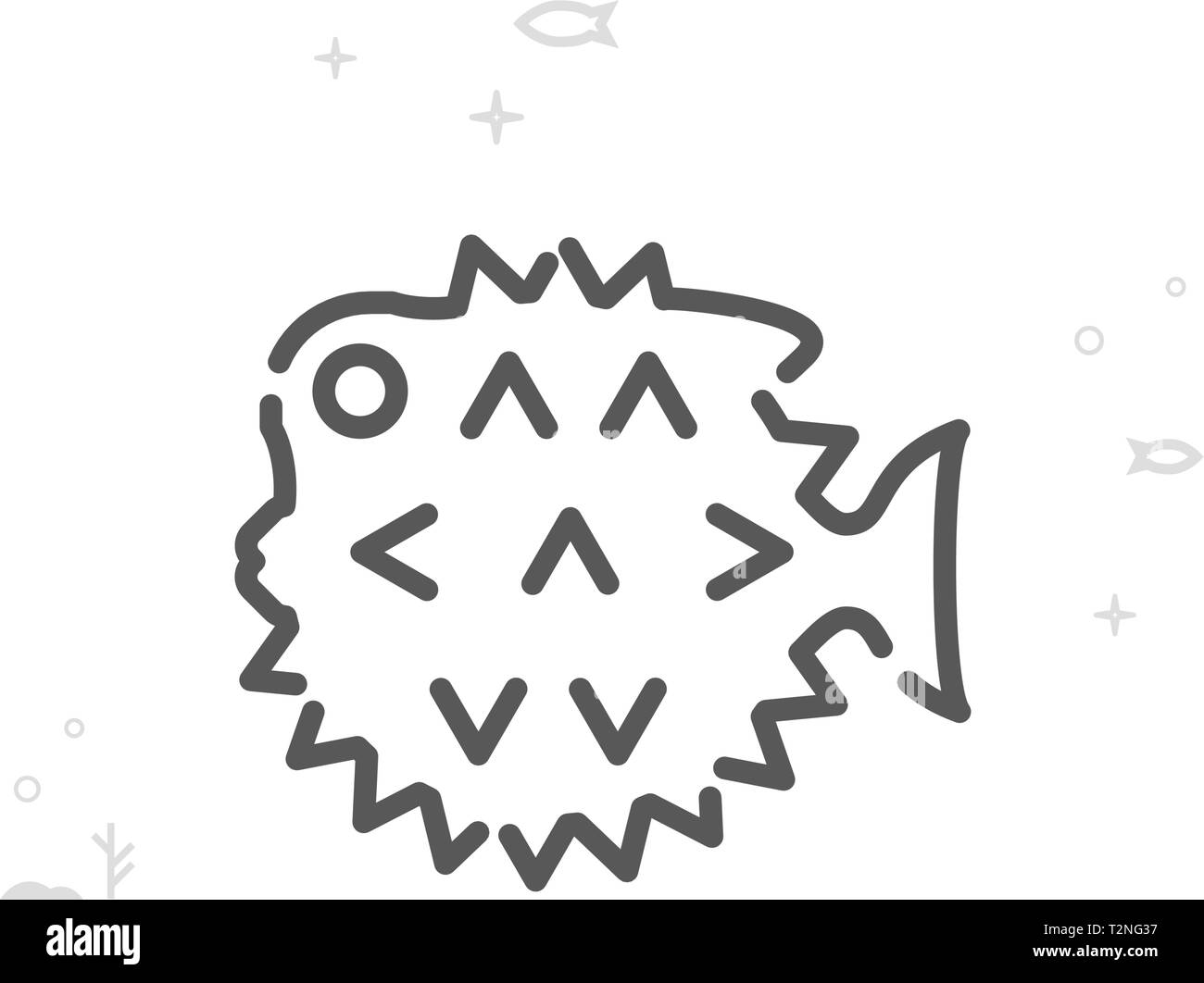 Stachelige Fisch, Kugelfische Vektor Symbol Leitung. Leben im Meer ...