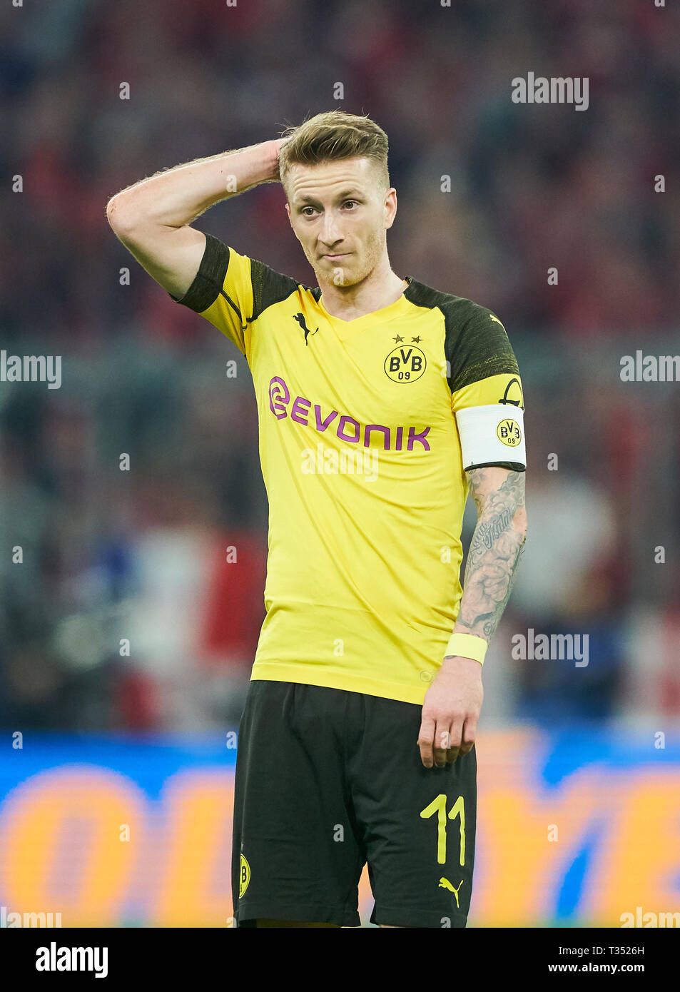 München, Deutschland. 06 Apr, 2019. Marco Reus, BVB 11 traurig ...