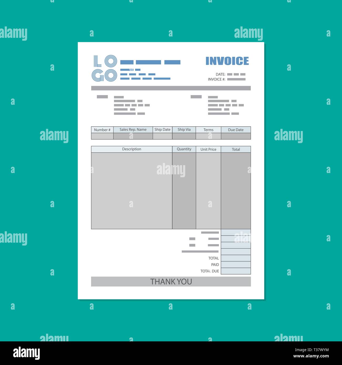 Rechnungspapier vorlage Stock-Vektorgrafiken kaufen - Alamy