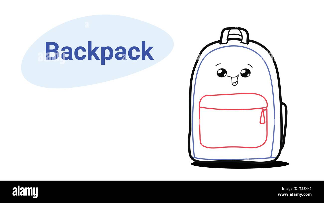 Cute Rucksack cartoon comic Charakter mit lächelnden Gesicht glücklich ...
