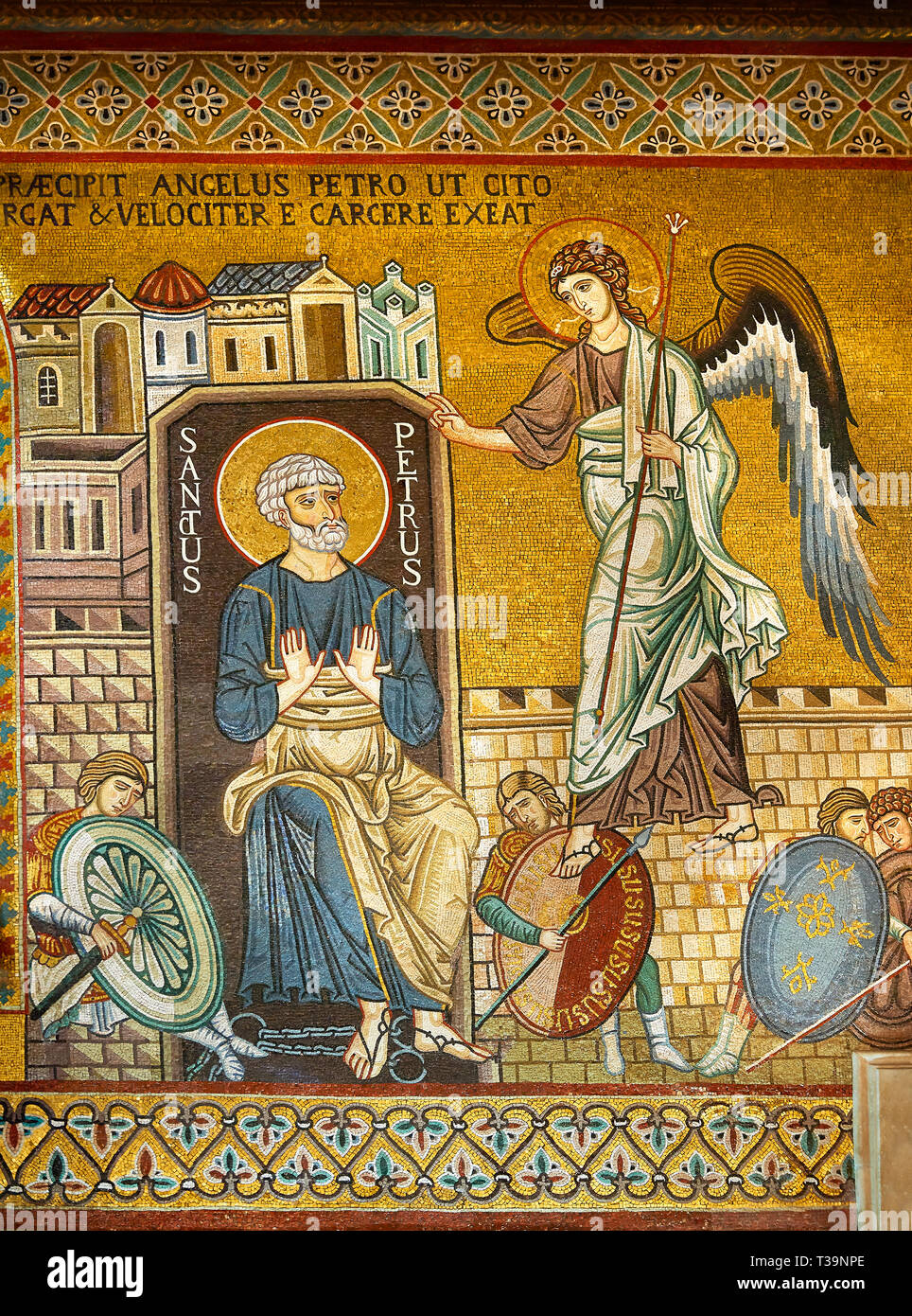 Mittelalterliche byzantinische Mosaiken aus dem Leben des St. Peter, die Cappella Palatina ...