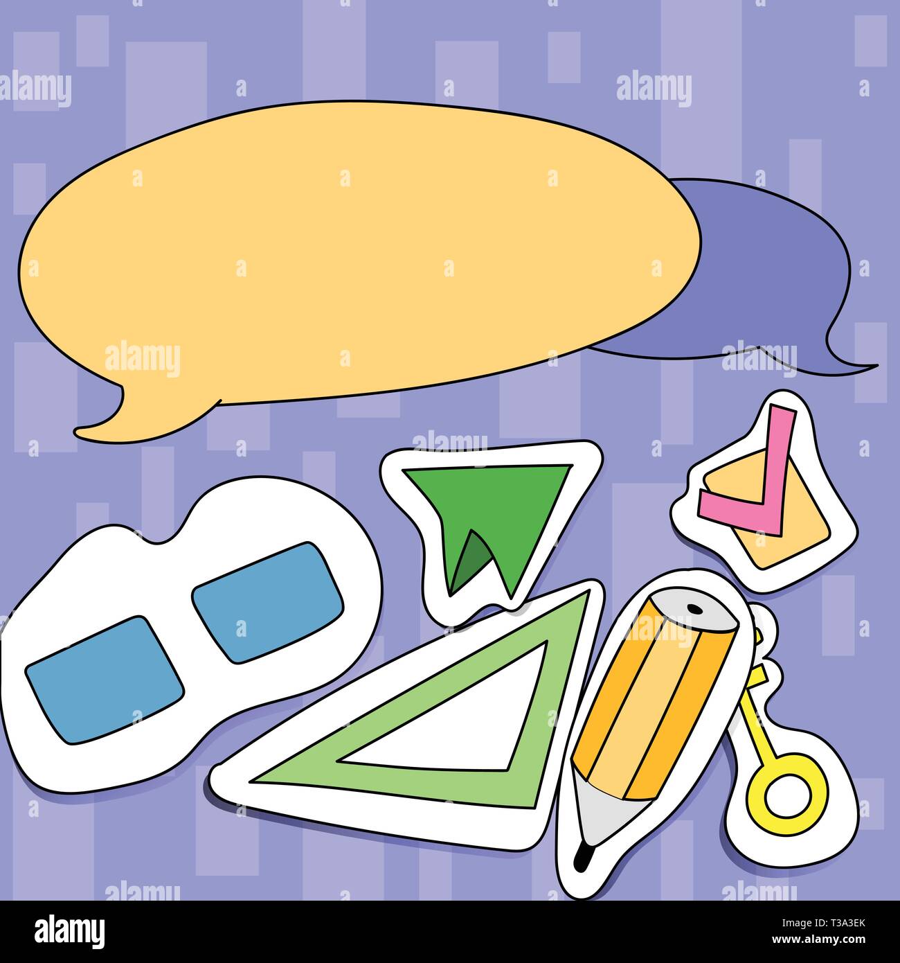 Zwei leere Bunte Sprechblase und verschiedene Etiketten Sticker Style ...