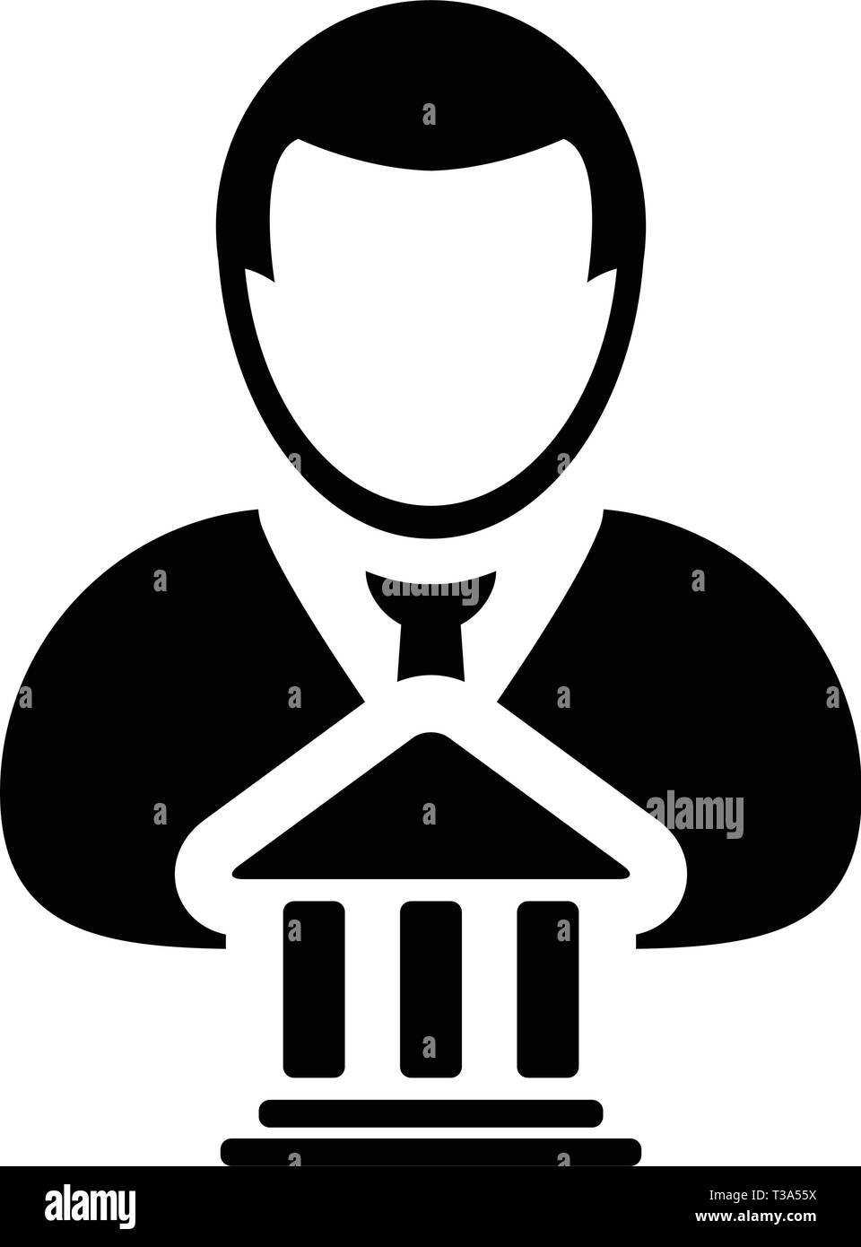 Regierung Symbol Vektor mit männliche Person Profil Avatar mit Gebäude ...
