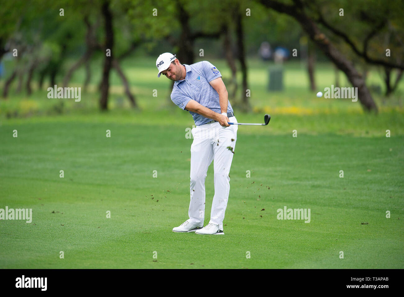 San Antonio, Texas, USA. April 07, 2019: Corey Conners in Aktion letzte ...