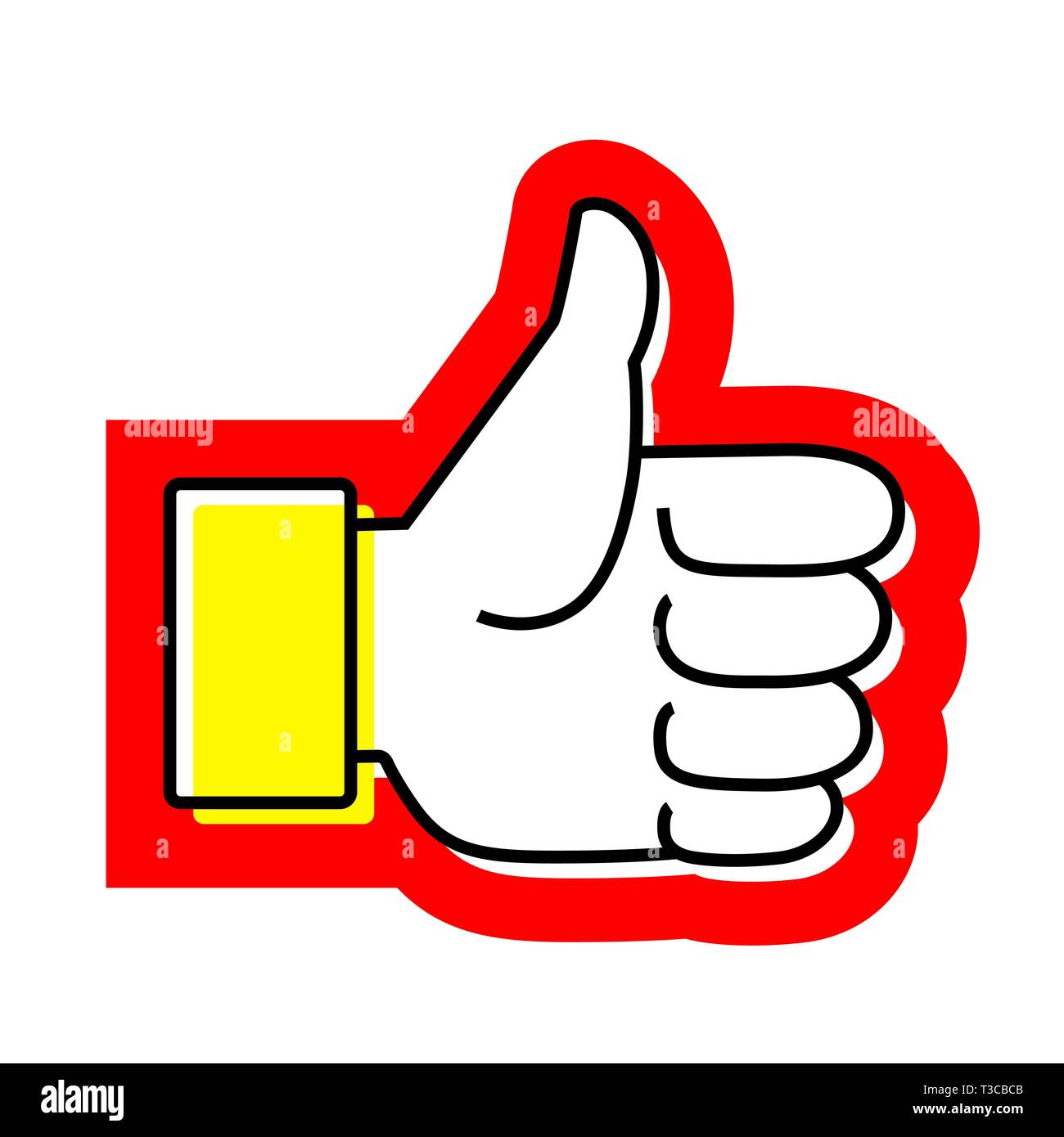 Hand Daumen hoch, Flachbild-Symbol. Wie isoliert auf weißem Hintergrund ...