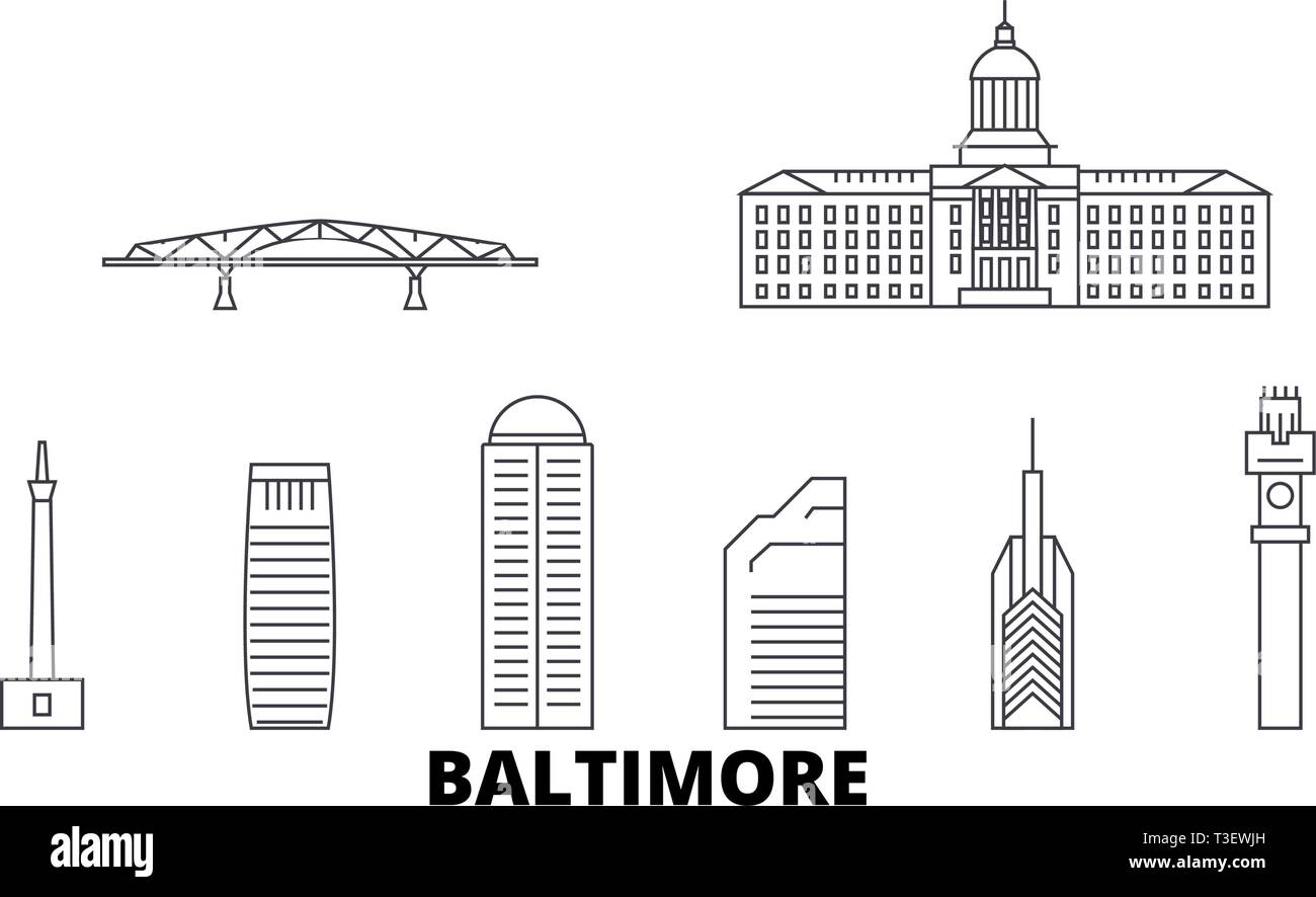 United States, Baltimore line Reisen Skyline. United States, Baltimore ...