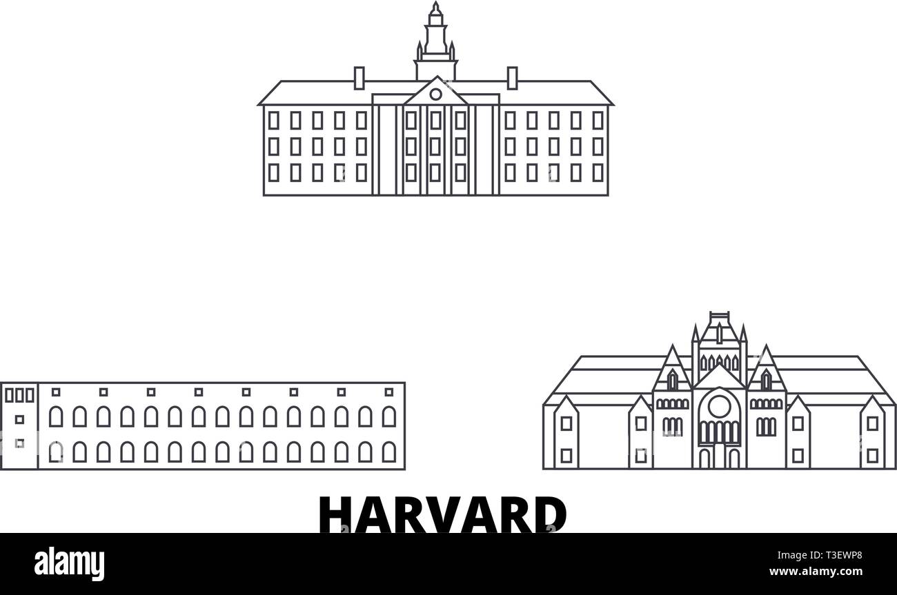 Usa, Harvard line Reisen Skyline. Usa, Harvard Umrisse Stadt Vektor ...