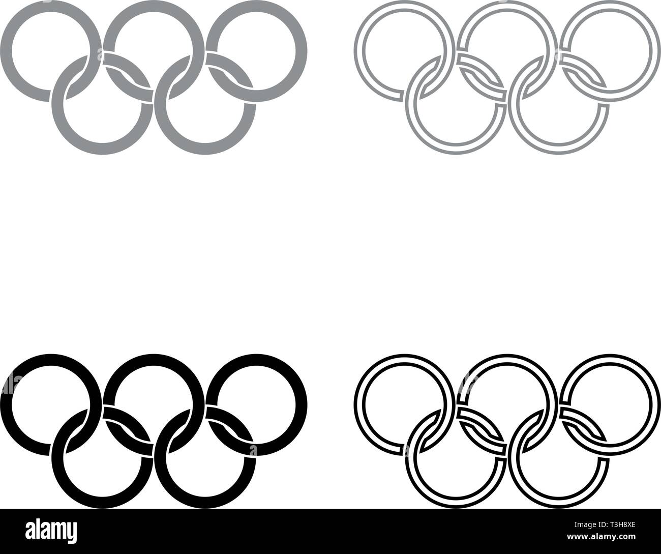Olympische Ringe fünf Olympischen Ringe Icon Set schwarz Grau Farbe ...