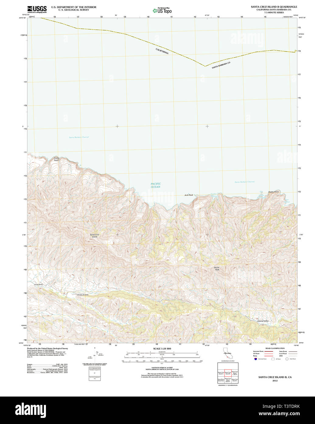Mappa dell'isola di santa cruz -Fotos und -Bildmaterial in hoher Auflösung – Alamy