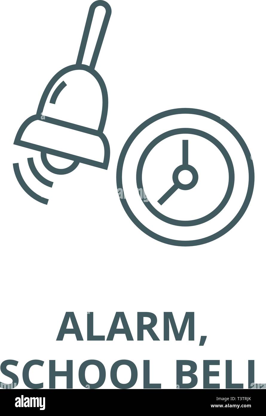 Alarm, Schule bell Symbol Leitung, Vektor. Alarm, Schule bell Umrisse ...