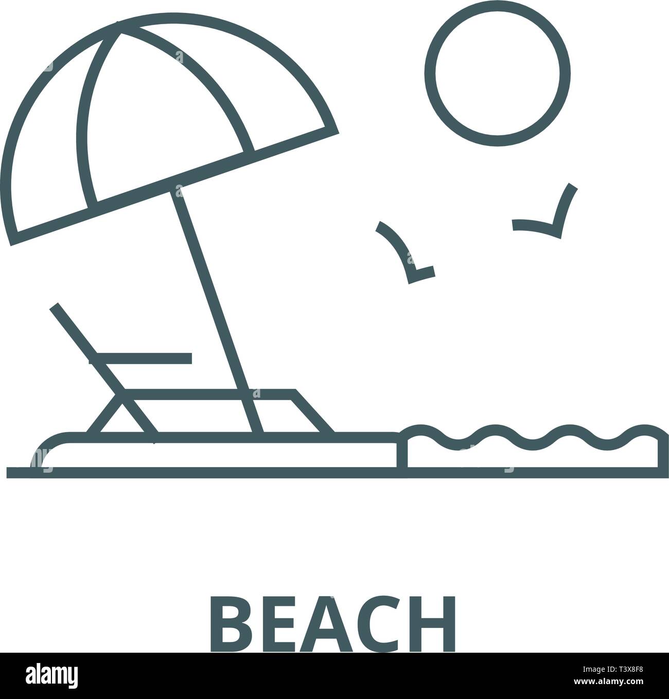 Strand Symbol Leitung, Vektor. Strand Umrisse Zeichen, Symbol ...