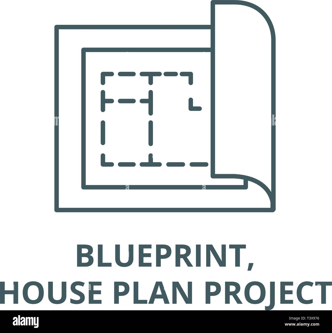 Blueprint, Haus plan Projekt Symbol Leitung, Vektor. Blueprint, Haus ...