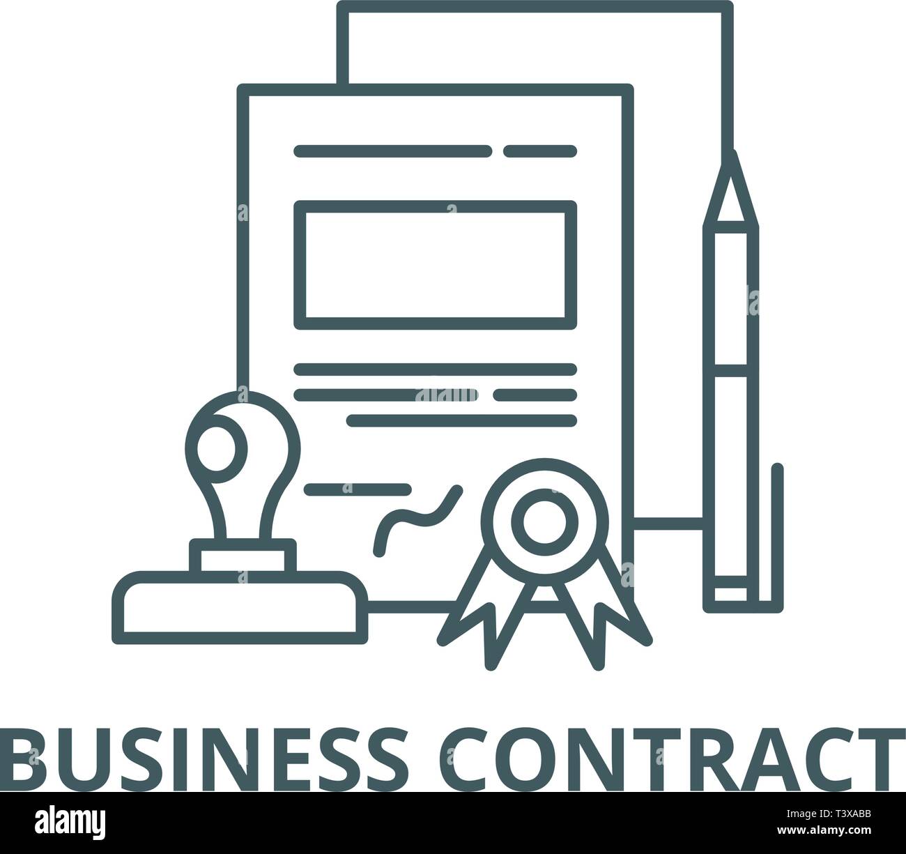 Business vertrag Symbol Leitung, Vektor. Business vertrag Umrisse ...